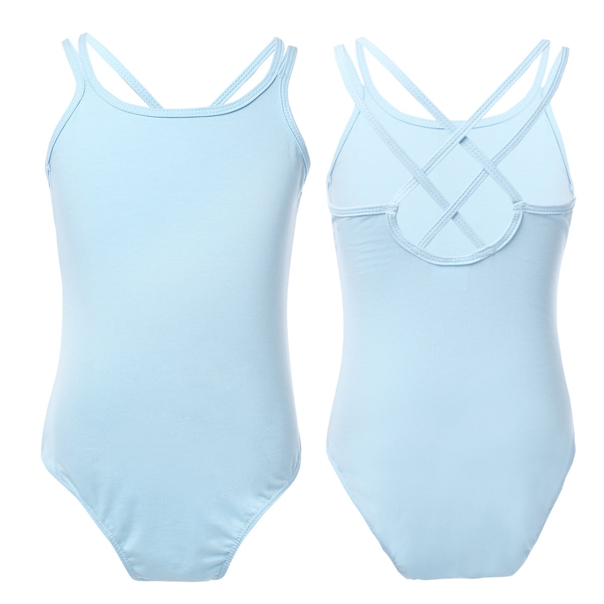 YONGHS Kids Girls Basic Ballet Leotard Double Straps Crossover Back ...