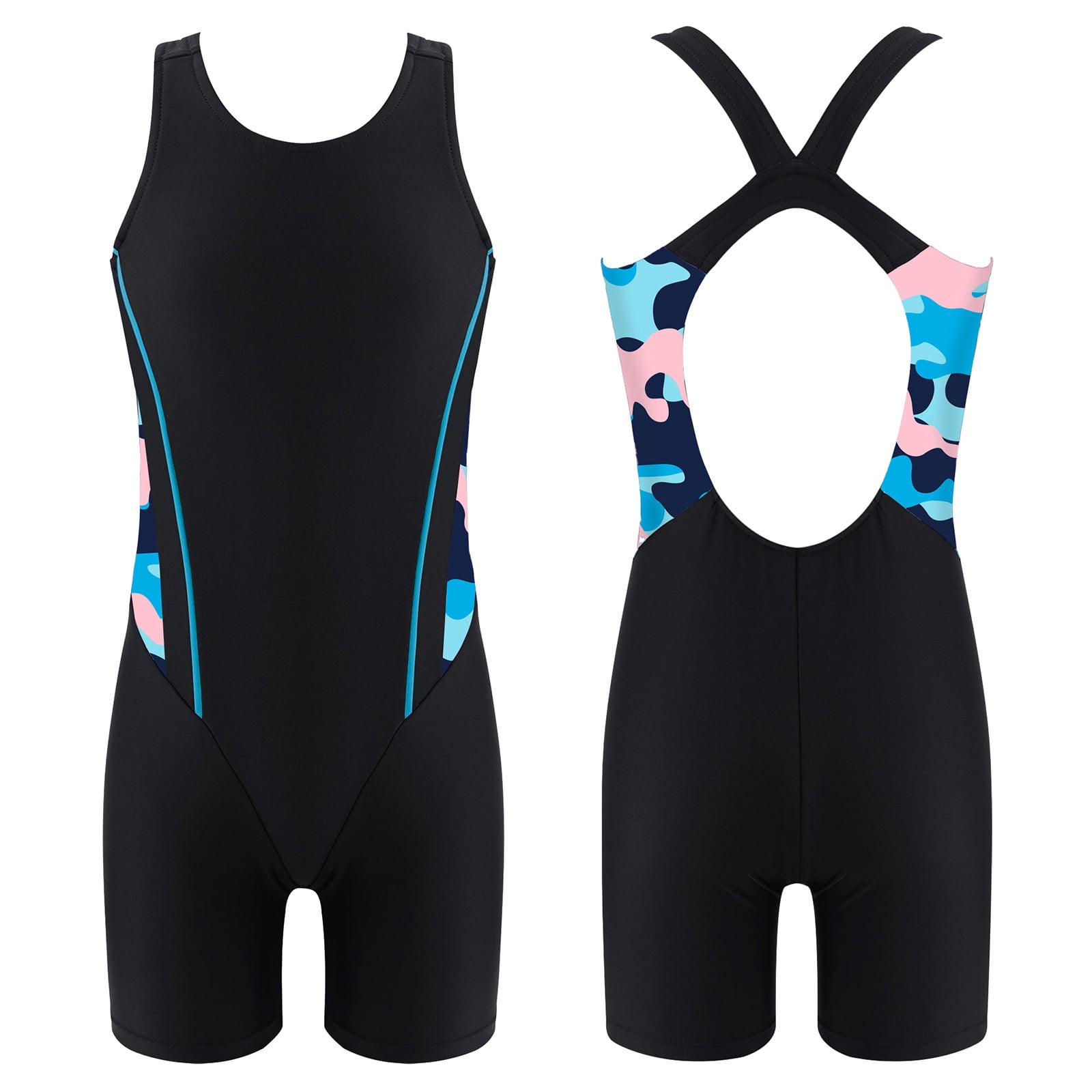 YONGHS Kids Girls Boyleg Swimwear Swimsuit One Piece Criss Cross ...