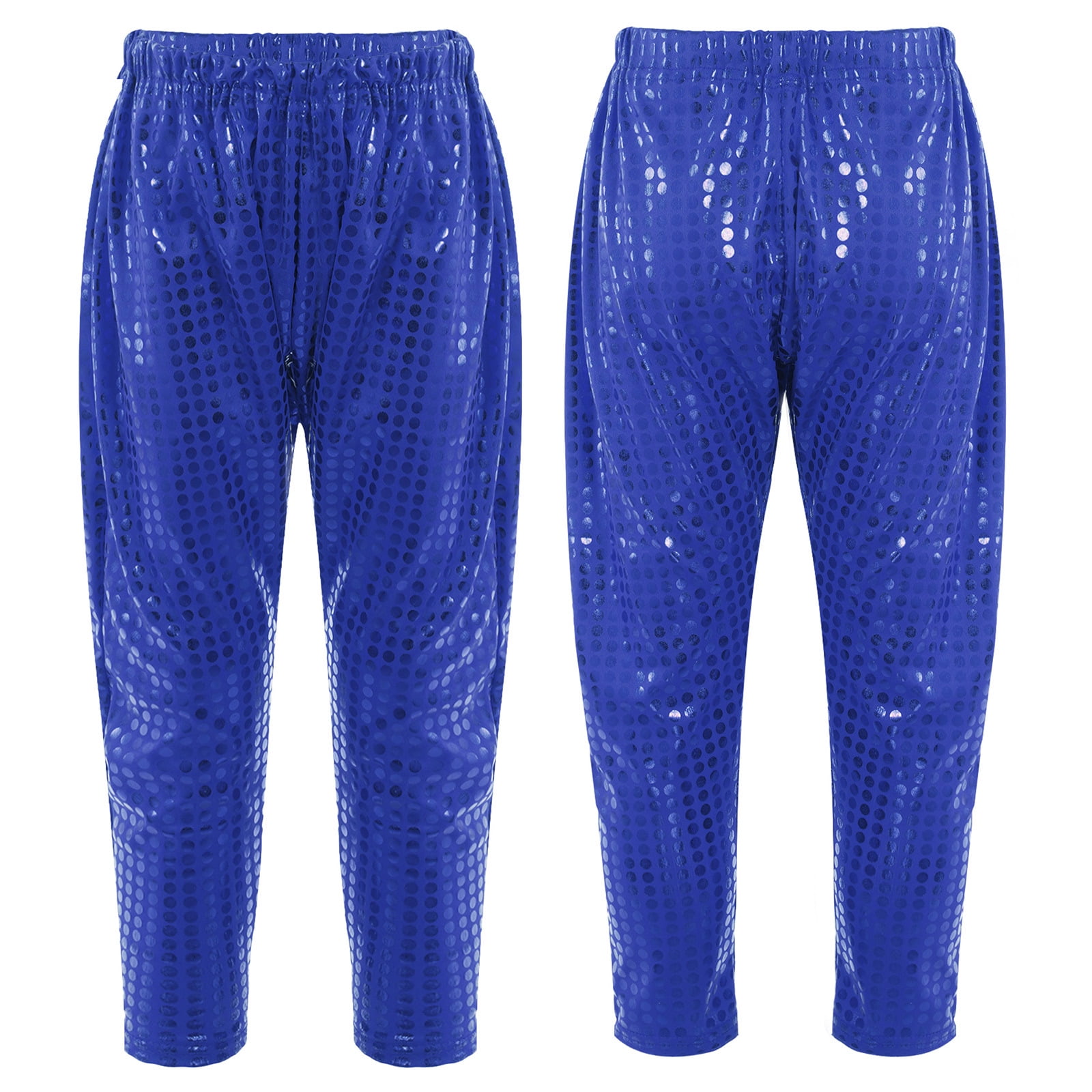 YONGHS Kids Girls Boys Shiny Metallic Dance Harem Pants Jazz Hip Hop ...