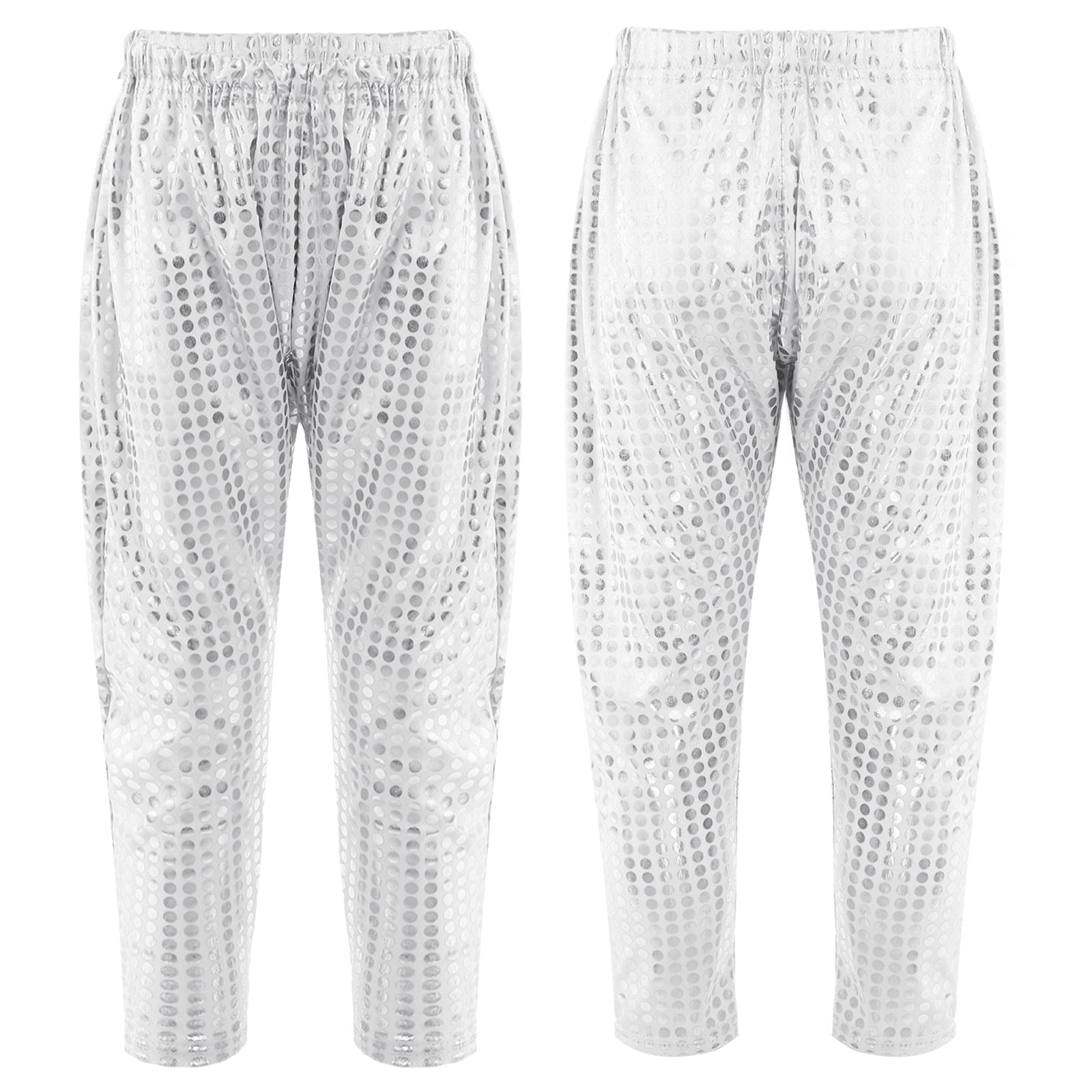 YONGHS Kids Girls Boys Shiny Metallic Dance Harem Pants Jazz Hip Hop ...