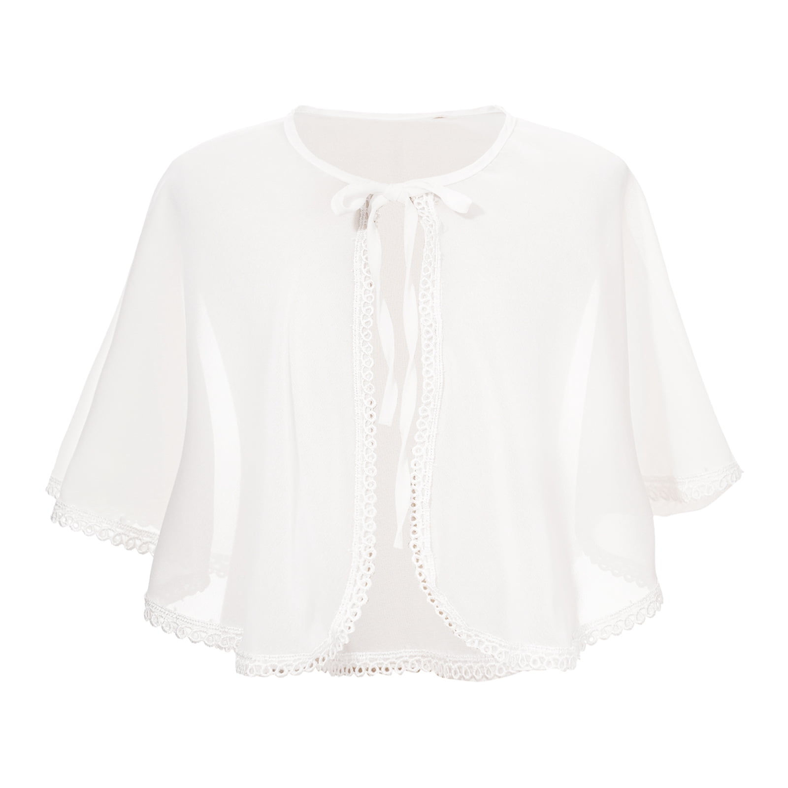 YONGHS Kids Girls Cardigan Chiffon Bolero Shrugs Lace-up Shawl Cropped ...