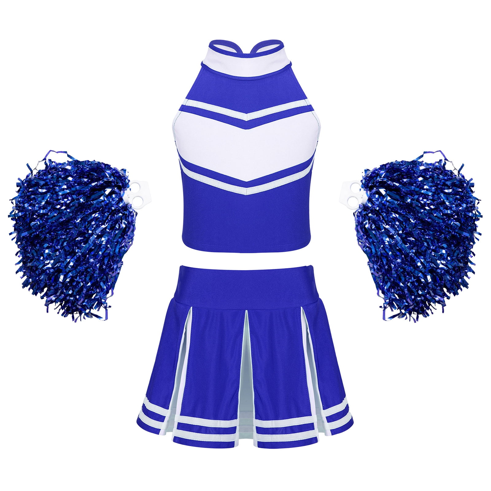 YONGHS Kids Girls Cheer Leader Costume Cheerleading Crop Top with ...