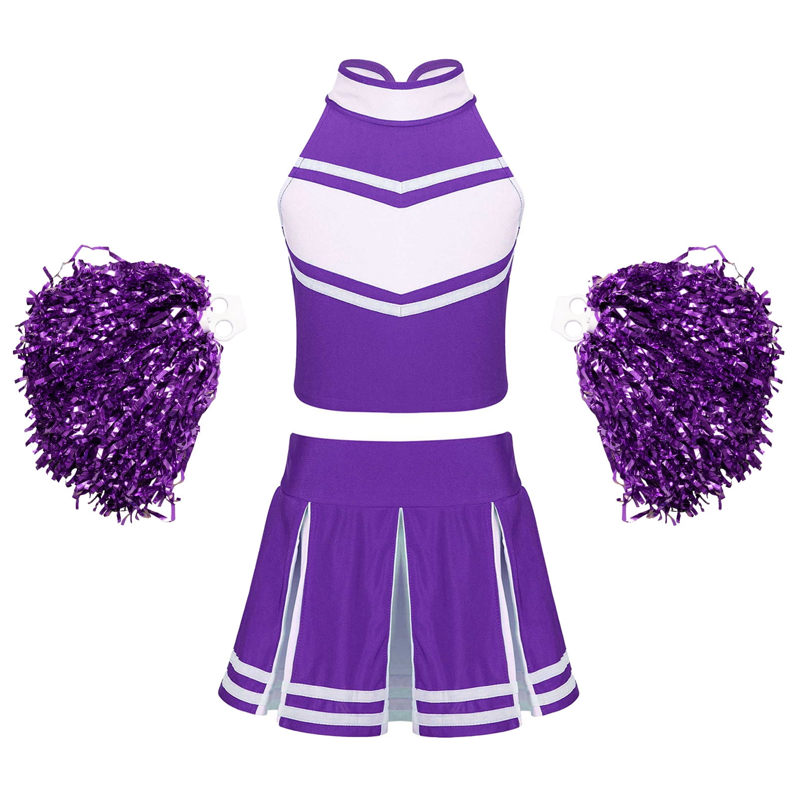 YONGHS Kids Girls Cheer Leader Costume Cheerleading Crop Top with ...