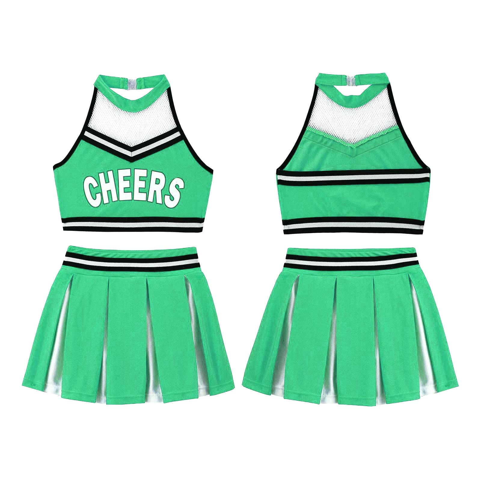YONGHS Kids Girls Cheer Leader Costume Cheerleading Uniform Outfit Top ...