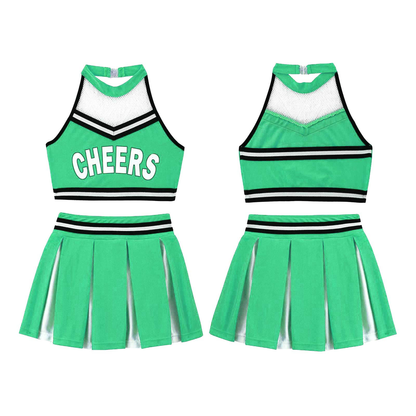 YONGHS Kids Girls Cheer Leader Costume Cheerleading Uniform Outfit Top ...