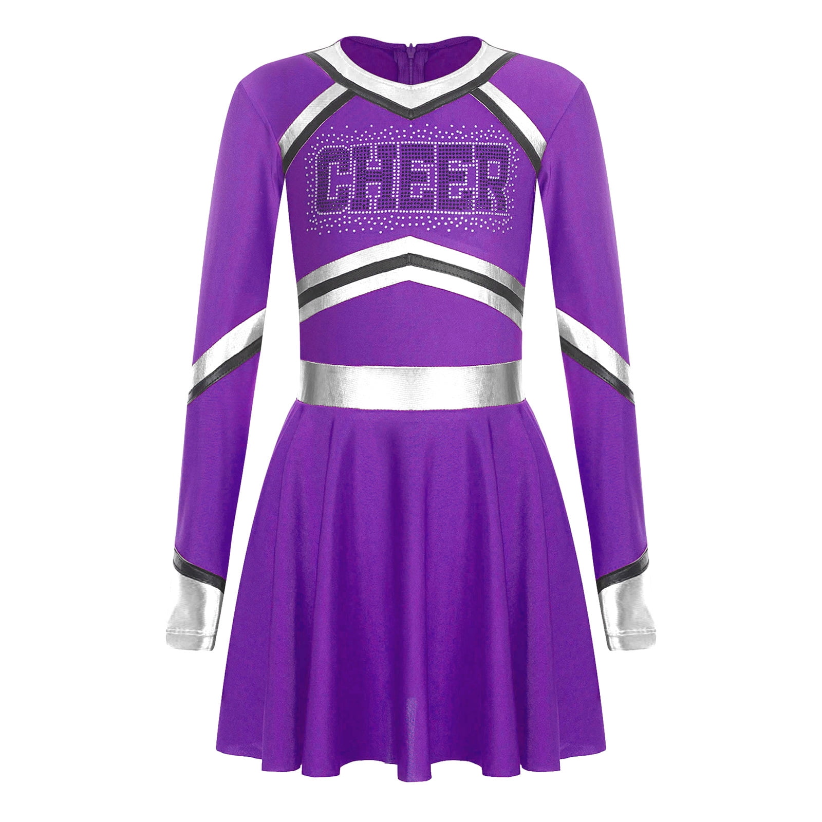 YONGHS Kids Girls Cheer Leader Costume Long Sleeve Cheerleading Dance ...