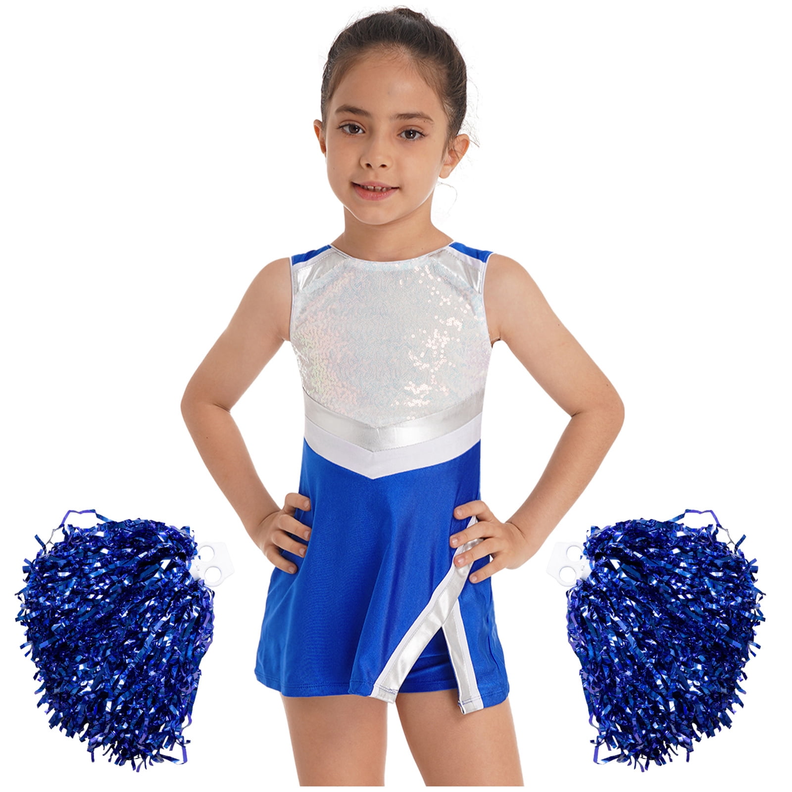 YONGHS Kids Girls Cheer Leader Outfit Cheerleading Dance Dress with ...