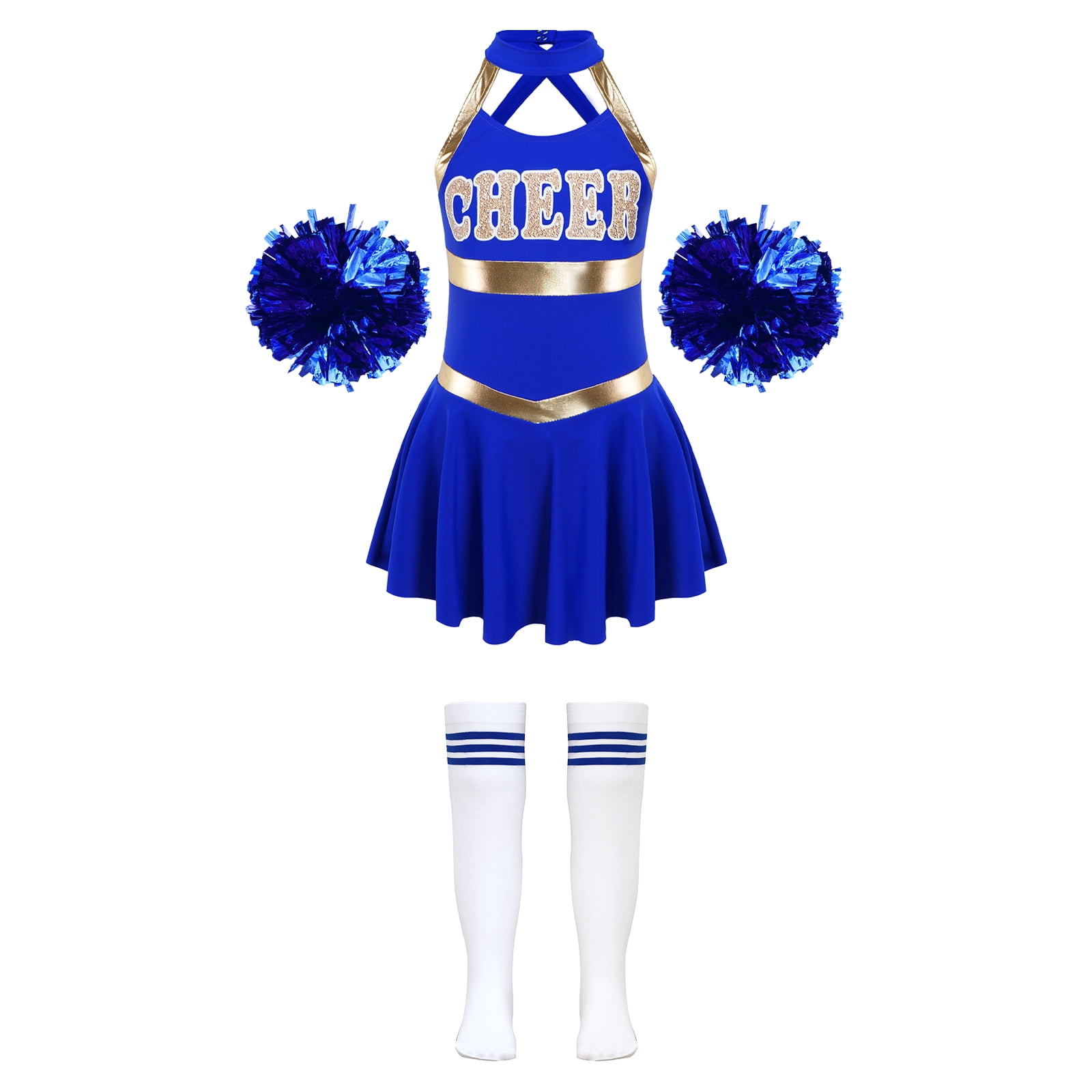 YONGHS Kids Girls Cheer Leader Uniform Halloween Costume Cheerleading ...
