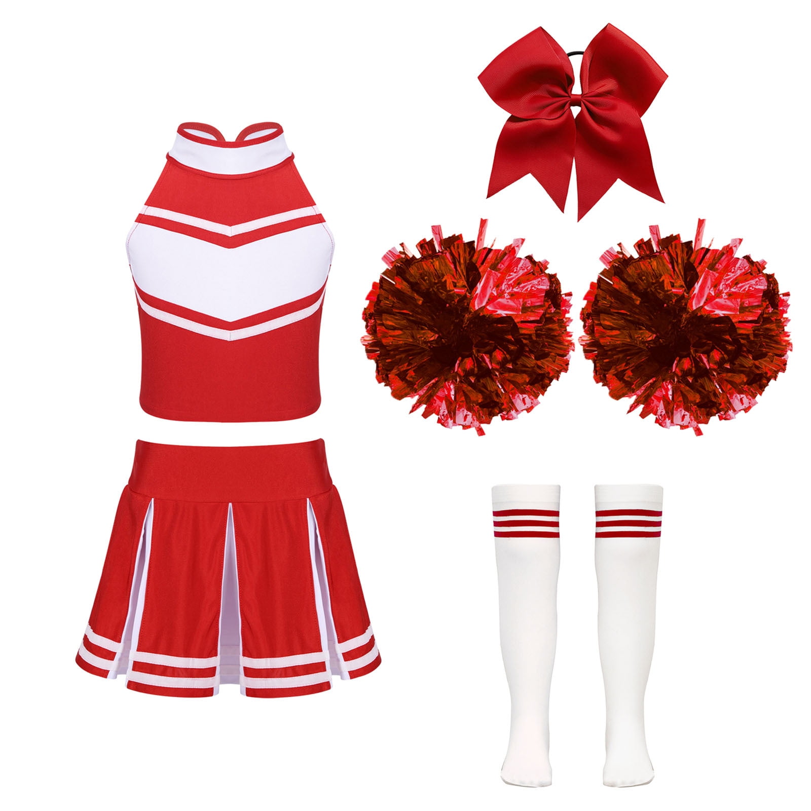 YONGHS Kids Girls Cheerleading Dance Outfit Cheer Leader Uniform Cheer ...