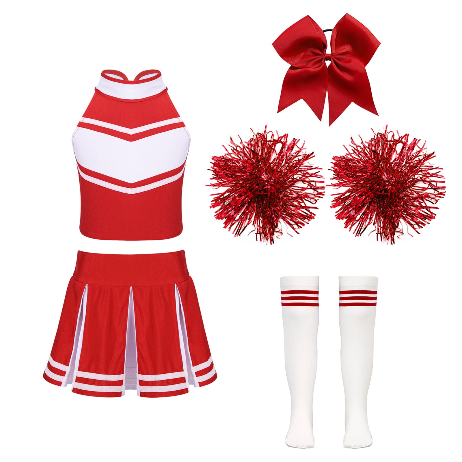 YONGHS Kids Girls Cheerleading Dance Outfit Cheer Leader Uniform Cheer ...