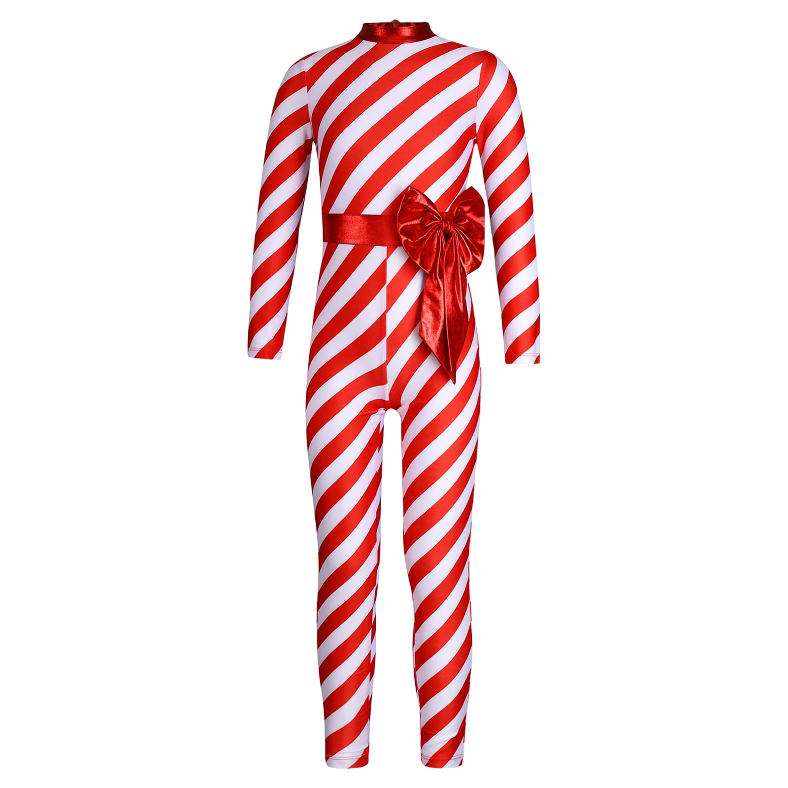 YONGHS Kids Girls Christmas Candy Cane Striped Costume Long Sleeve ...