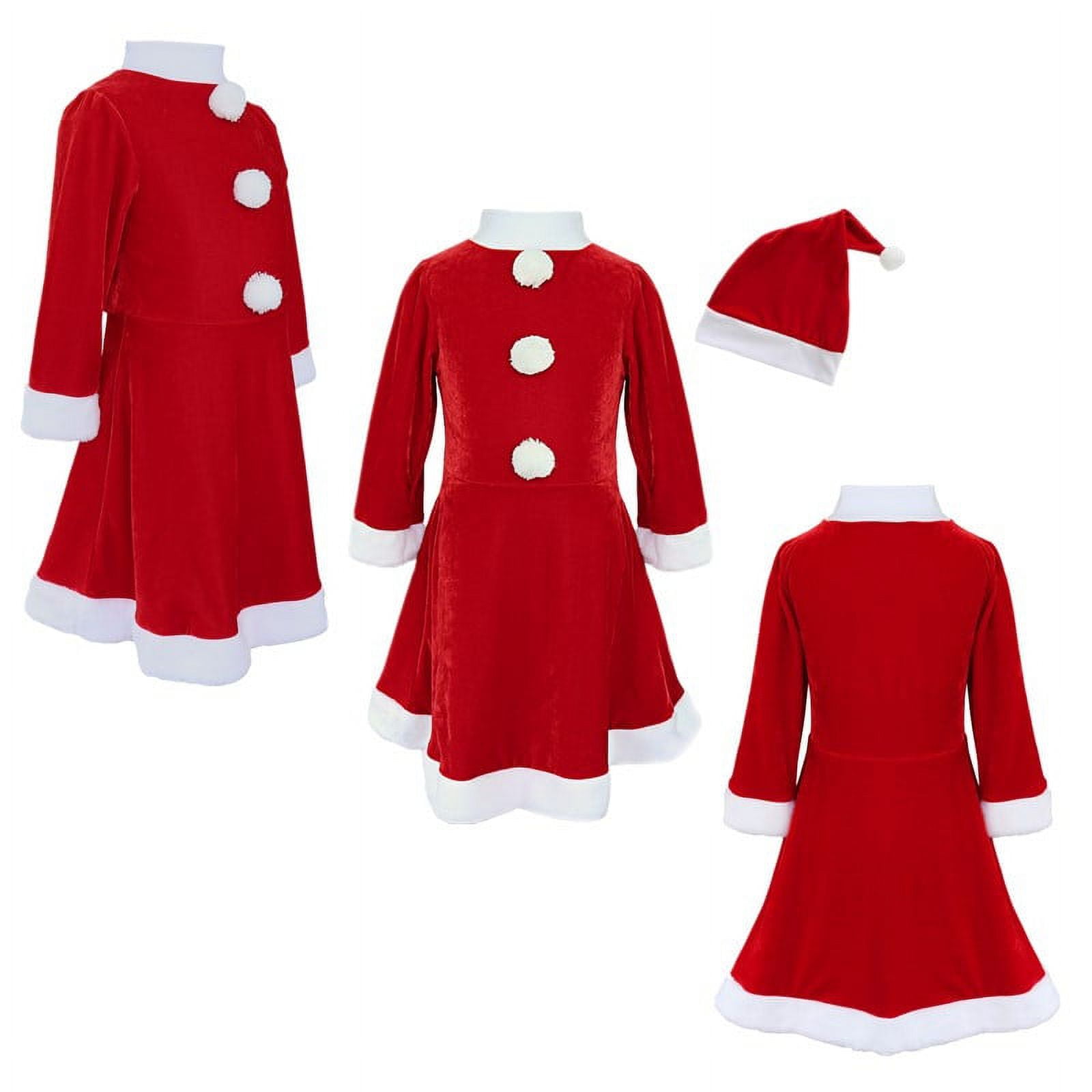 YONGHS Kids Girls Christmas Princess Long Sleeve Party Dress with Santa ...