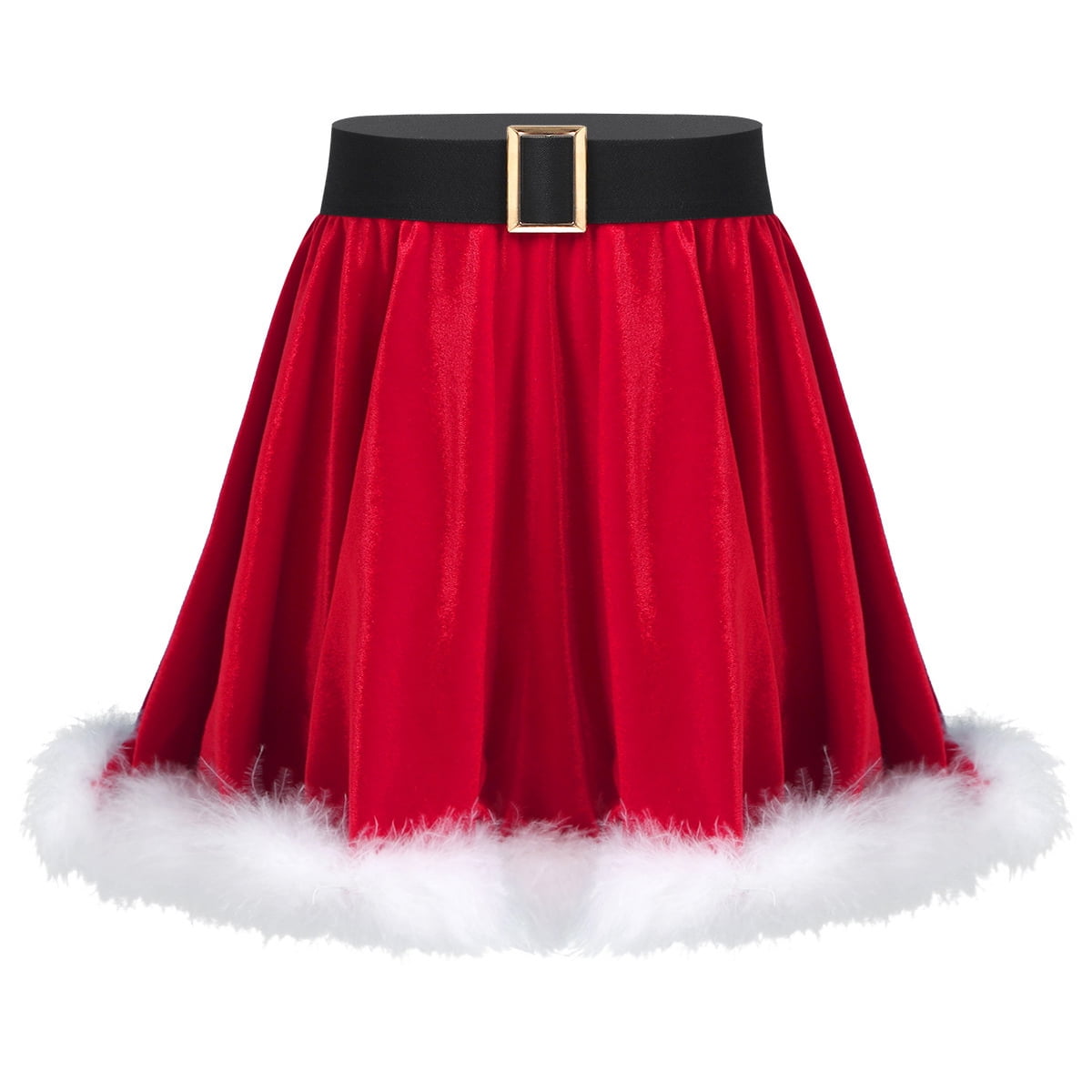 YONGHS Kids Girls Christmas Show Santa Mini Skirt Mrs Claus Dance ...
