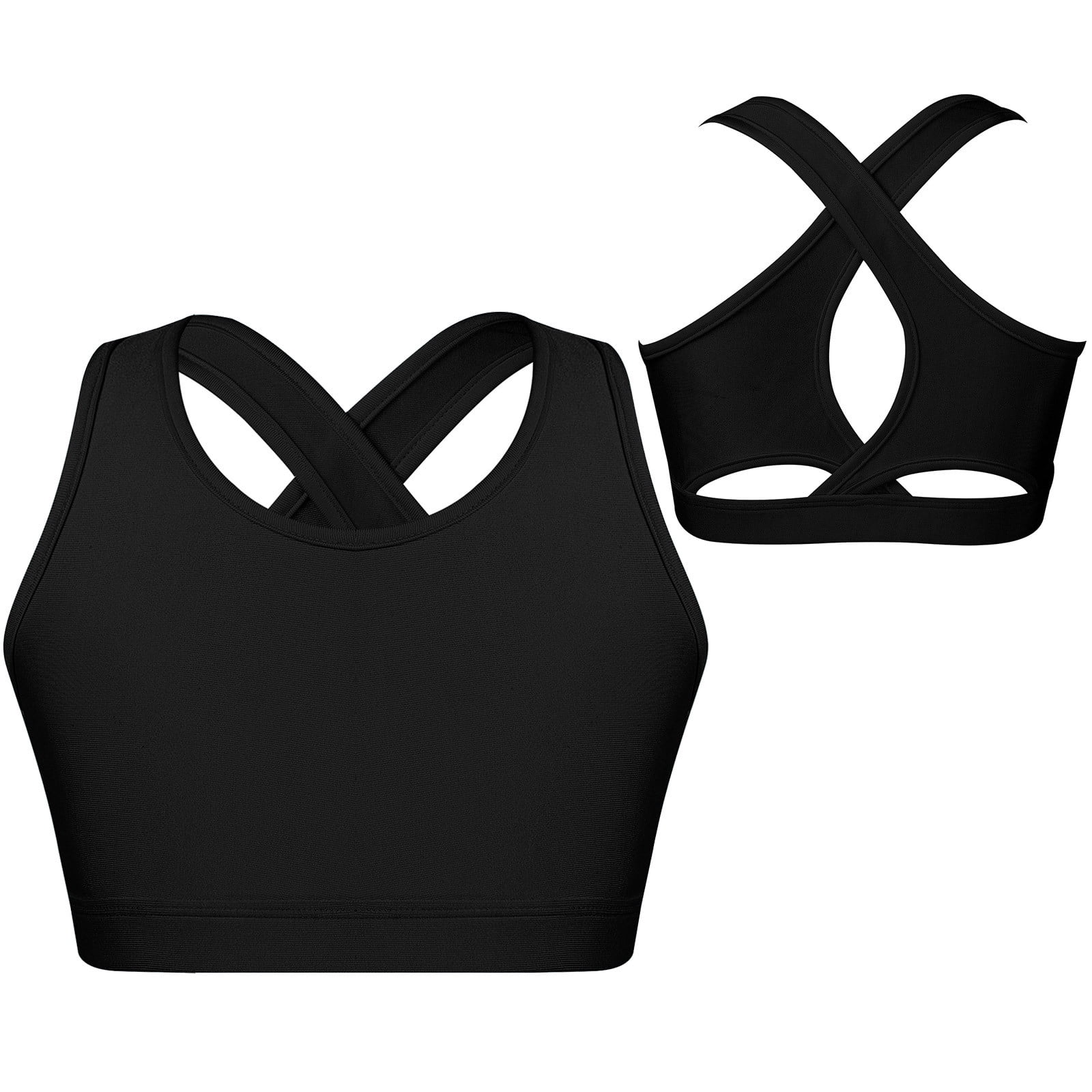 YONGHS Kids Girls Inner Wear Pilates Cross Back Crop Vest Tops Dance ...