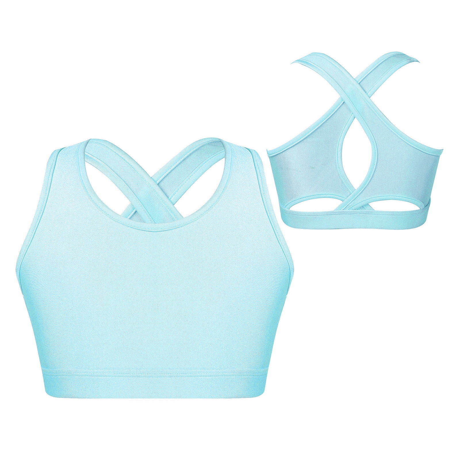 YONGHS Kids Girls Cirss Cross Back Crop Vest Tops Dance Yoga Workout ...