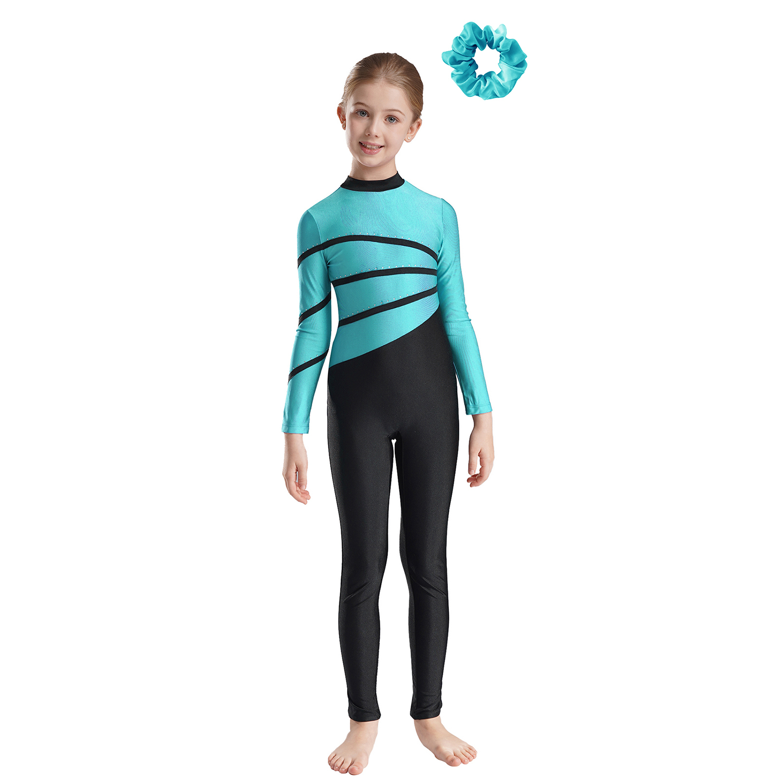 YONGHS Kids Girls Dance Unitards Jumpsuit Long Sleeve Gymnastics ...