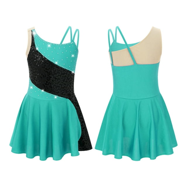 YONGHS Kids Girls Figure Ice Skating Dress Sequins Rhinestone ...