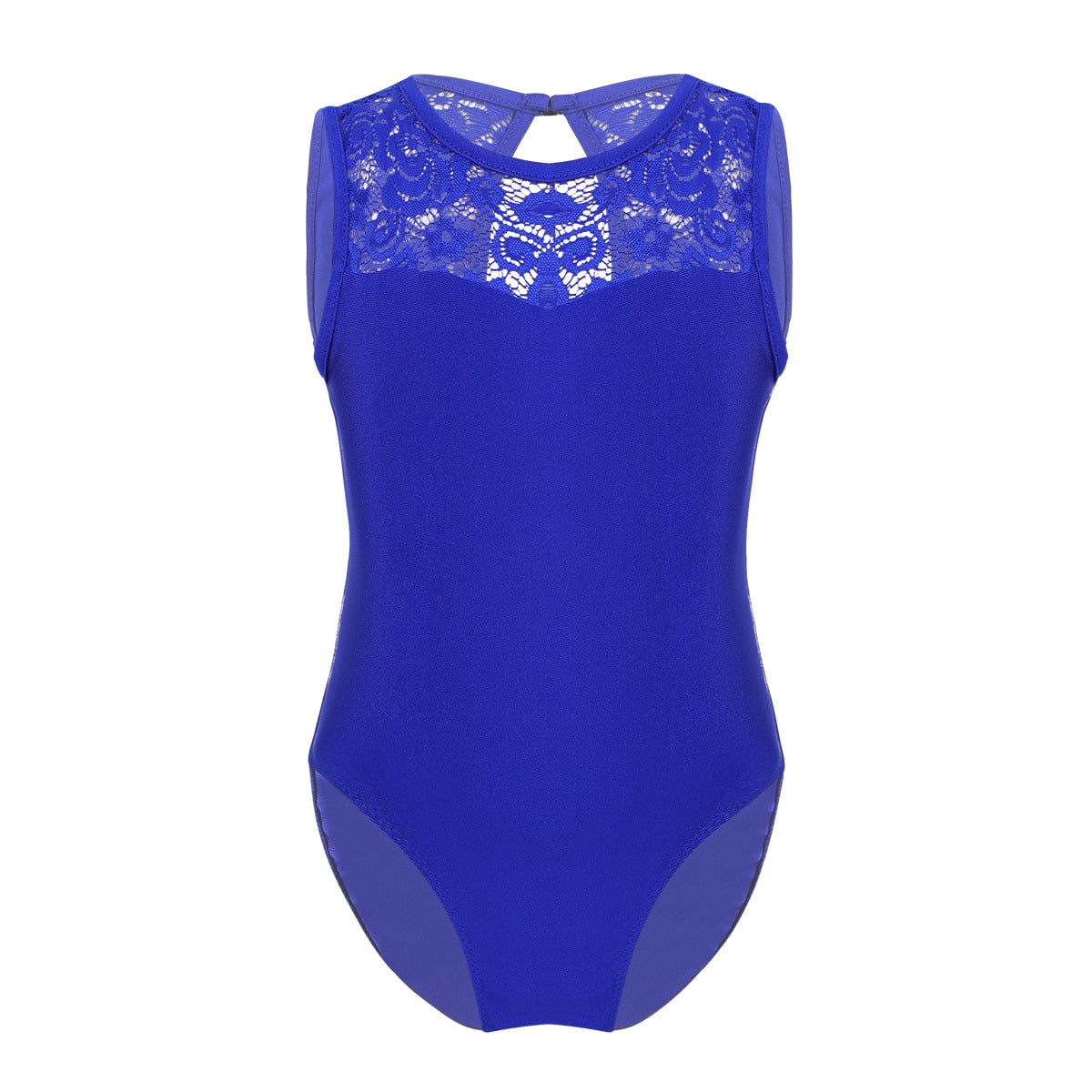YONGHS Kids Girls Floral Lace Splice Gym Ballet Dance Leotard ...