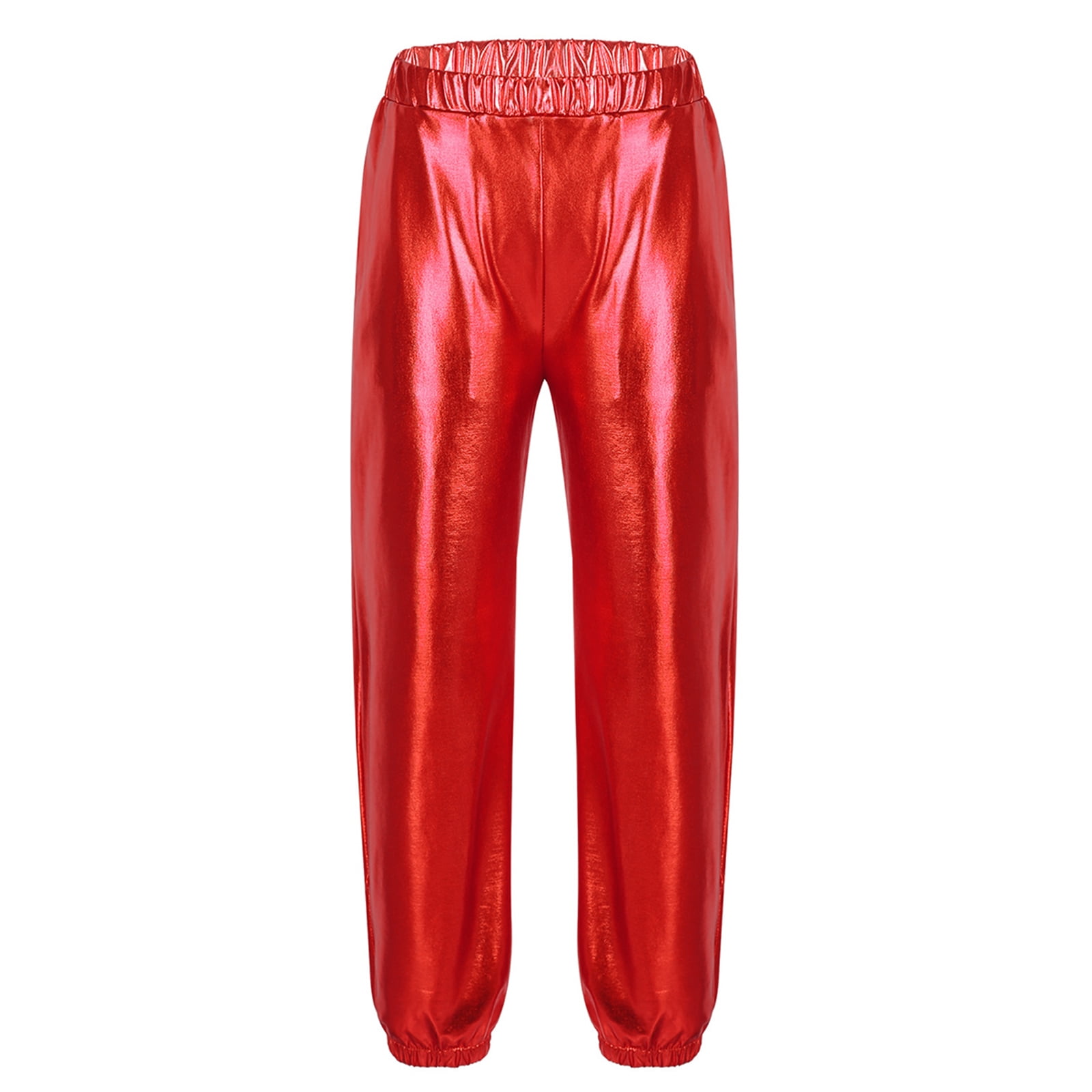 YONGHS Kids Girls Glossy Metallic Hip Hop Dance Pants Street Dance ...