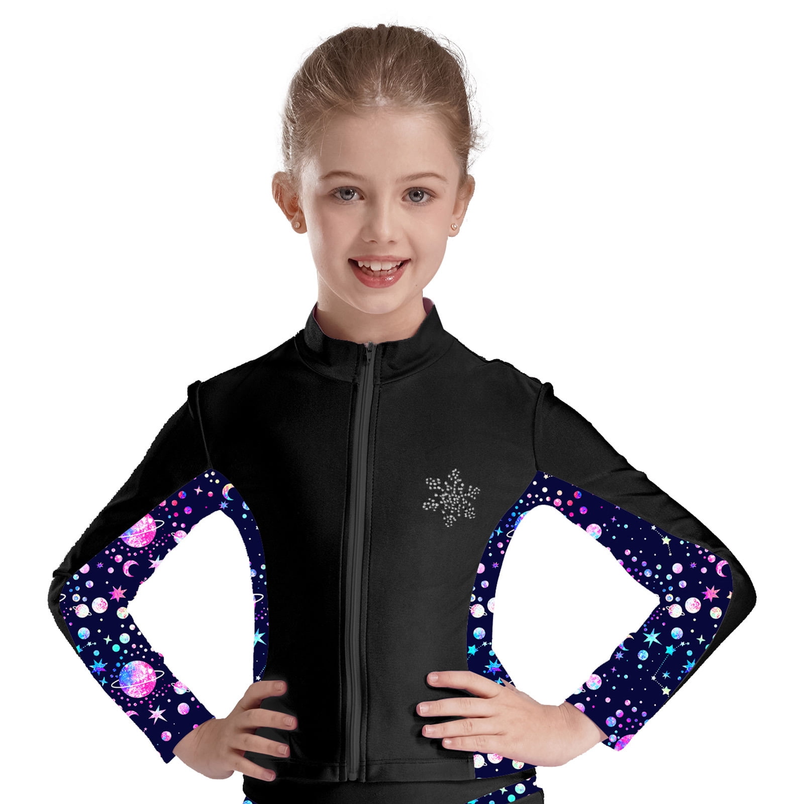 YONGHS Kids Girls Gym Workout Athletic Sport Jacket Figure Ice Skating ...