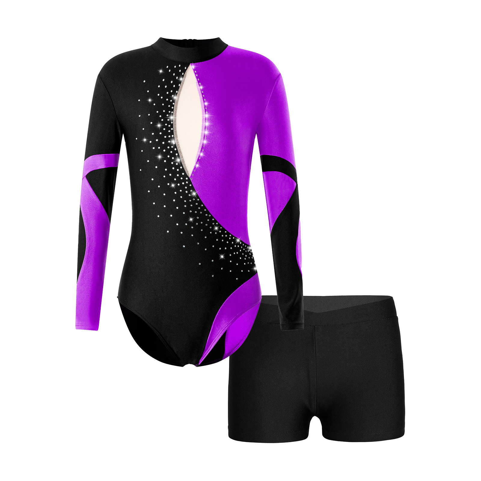 YONGHS Kids Girls Gymnastic Leotard Dance Unitard Biketards with Shorts ...