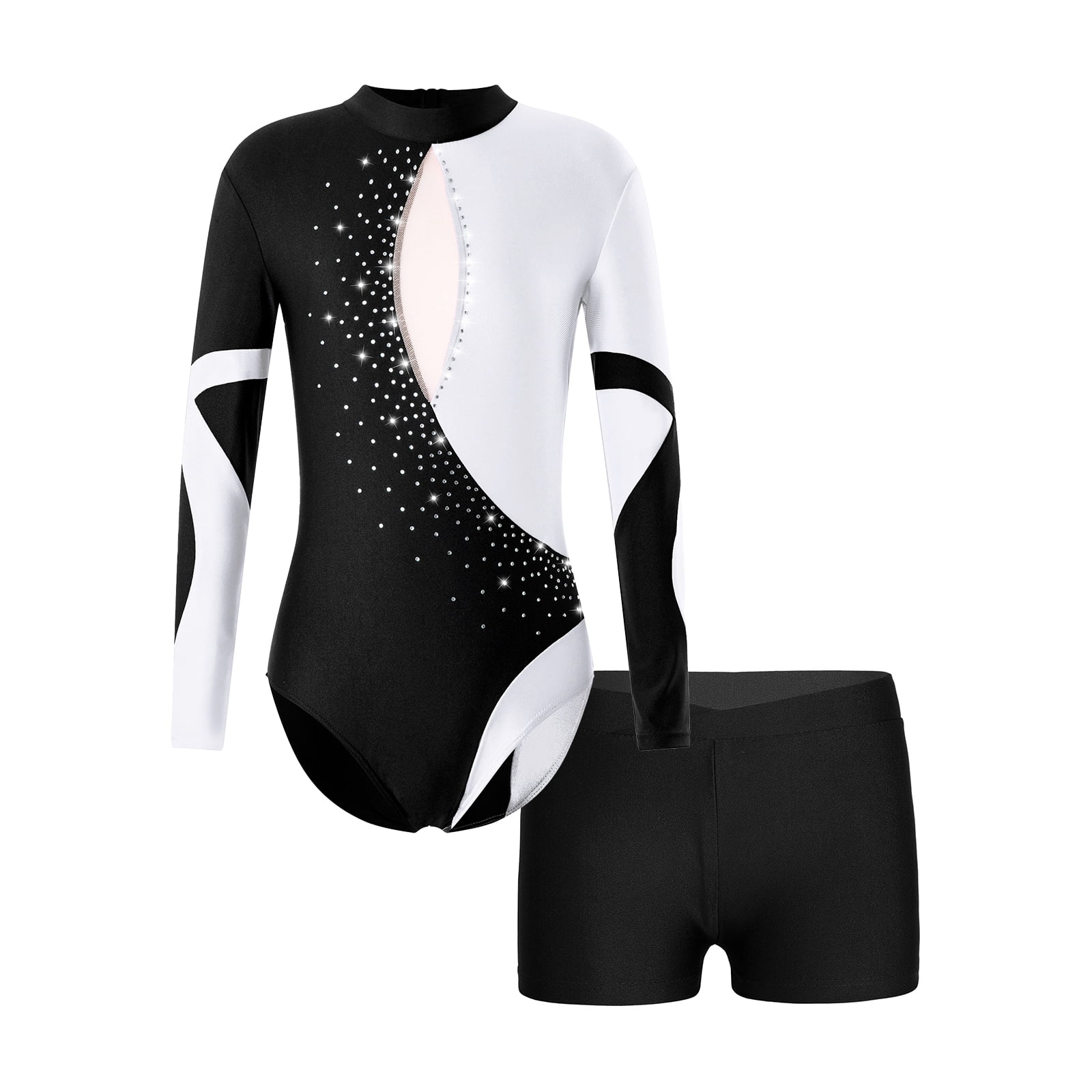 YONGHS Kids Girls Gymnastic Leotard Dance Unitard Biketards with Shorts ...