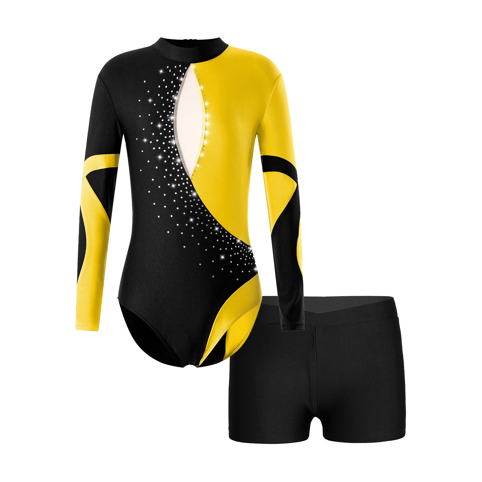YONGHS Kids Girls Gymnastic Leotard Dance Unitard Biketards with Shorts ...