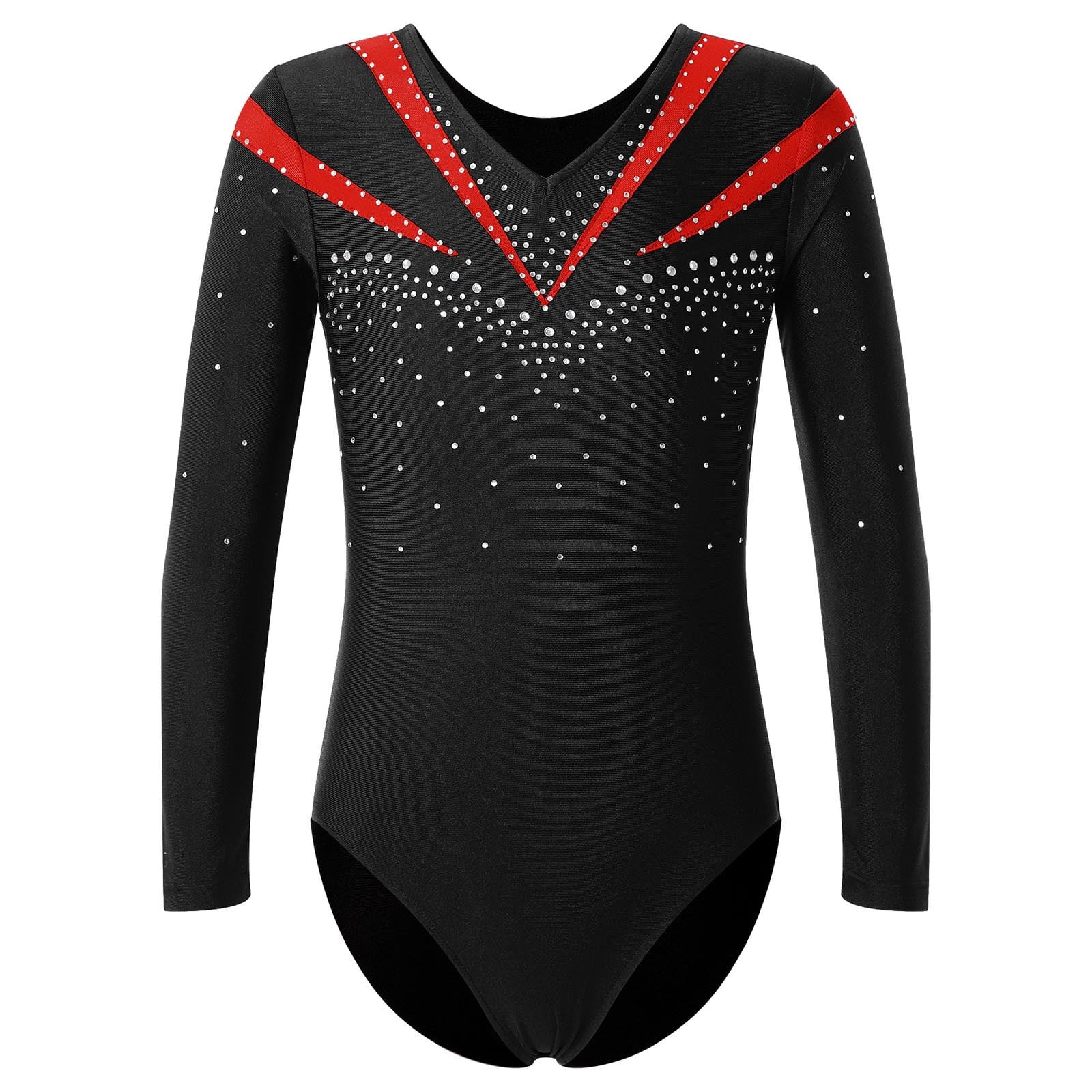 YONGHS Kids Girls Gymnastic Leotard Rhinestone Long Sleeve Ballet Dance ...