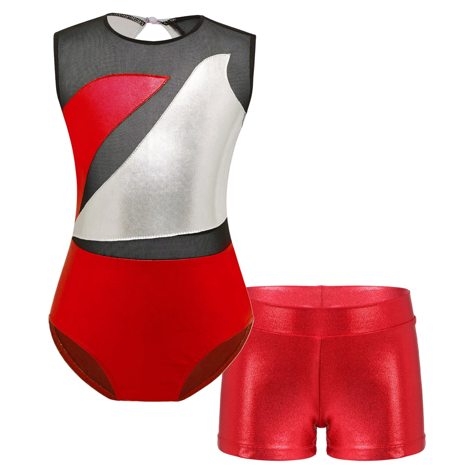 YONGHS Kids Girls Gymnastics 2 Piece Outfits Sleeveless Leotards with ...