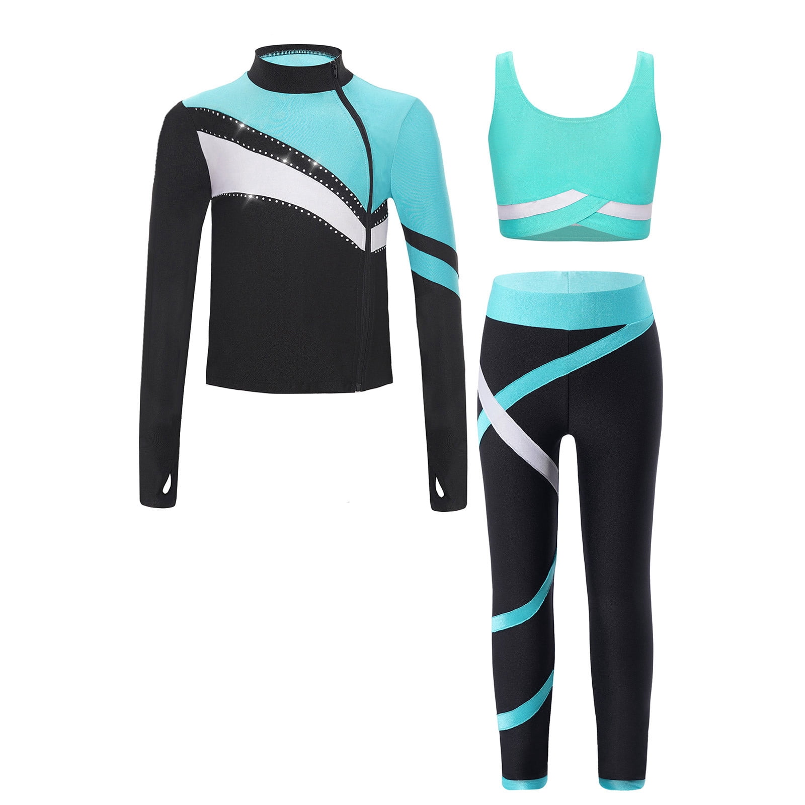 YONGHS Kids Girls Gymnastics Workout Outfits Jacket Sleeveless Tank ...
