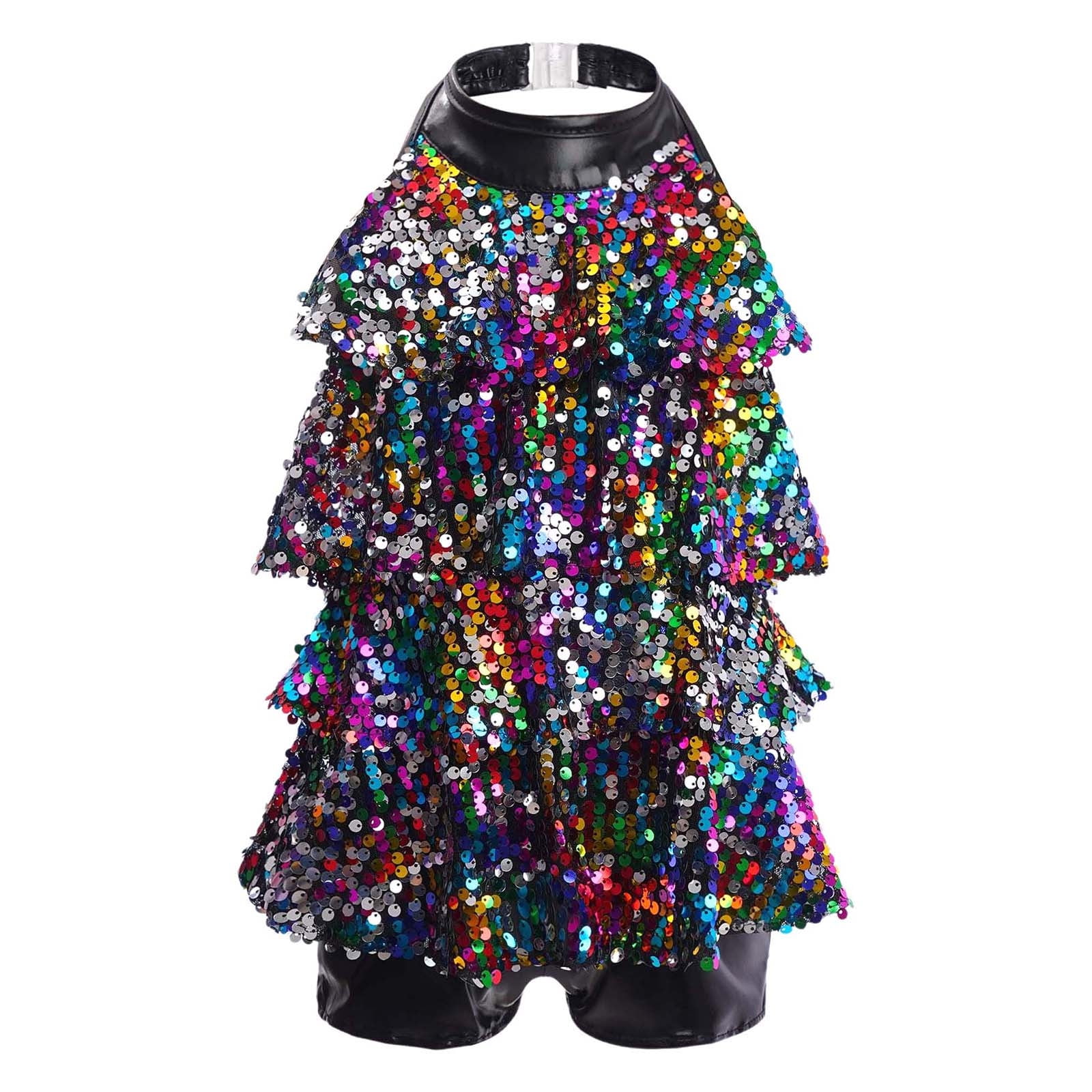 YONGHS Kids Girls Halter Shiny Ballet Leotard Dress Latin Tango Jazz ...