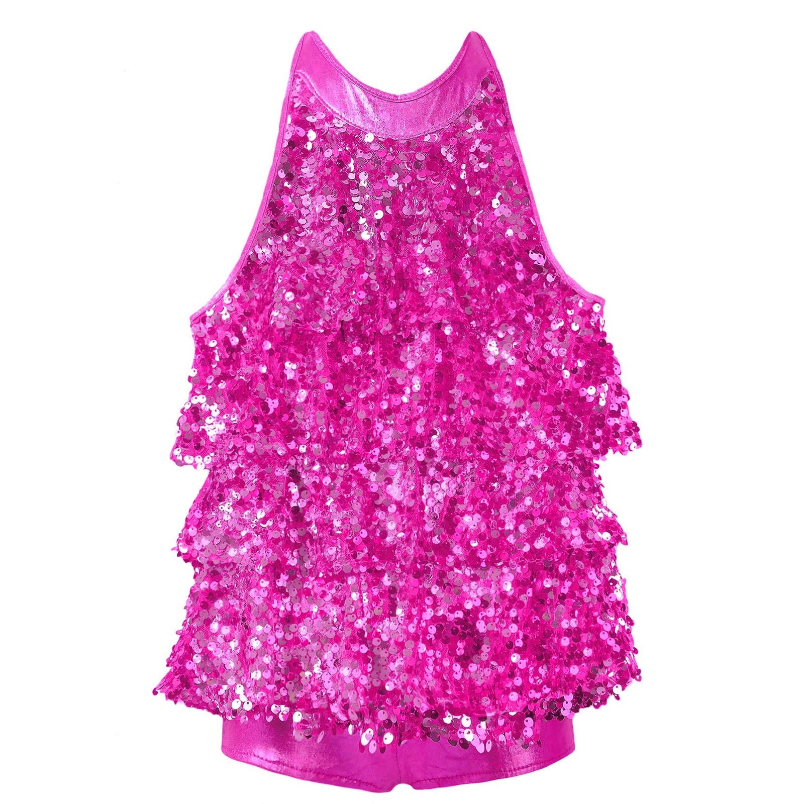 YONGHS Kids Girls Halter Shiny Ballet Leotard Dress Latin Tango Jazz ...