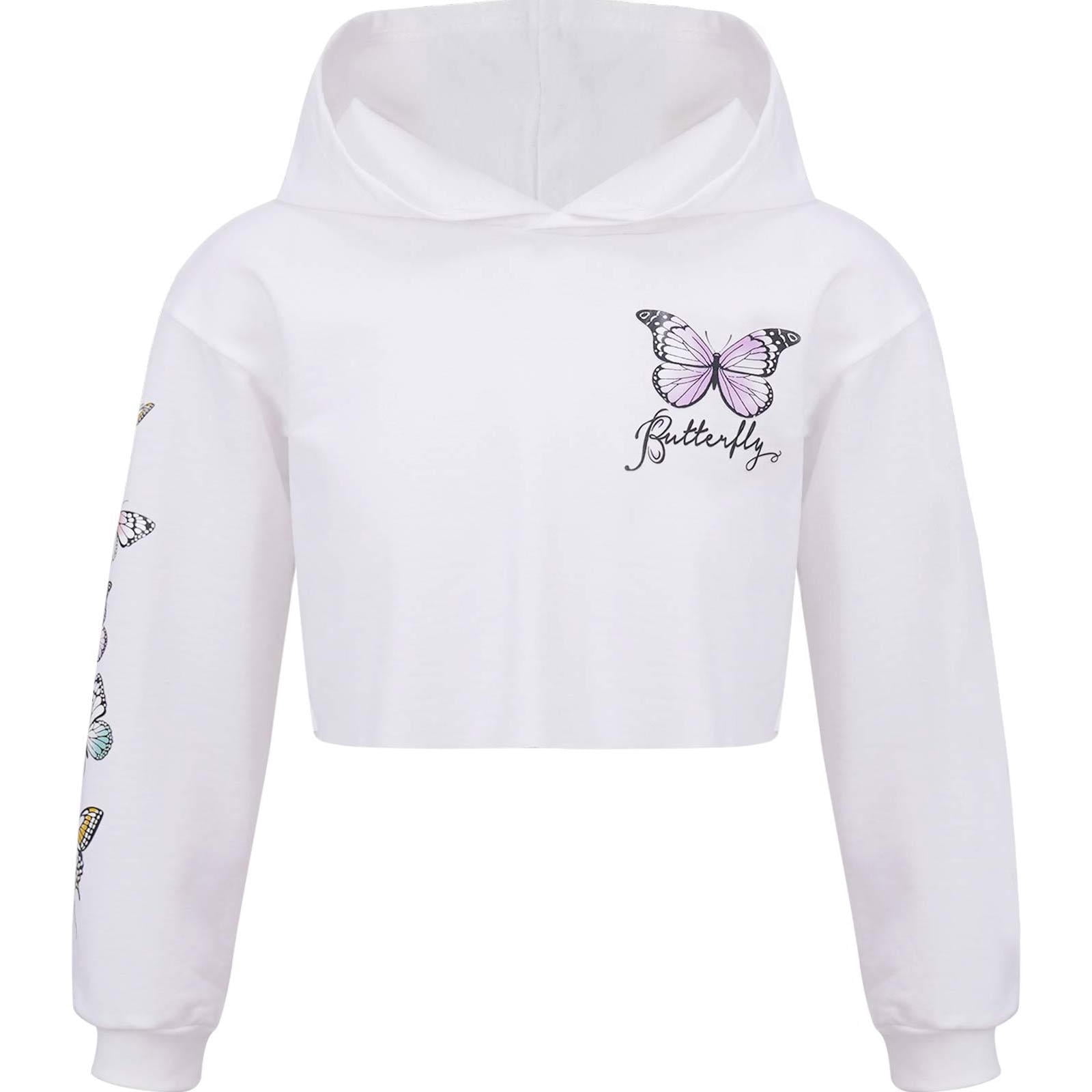 YONGHS Kids Girls Hip Hop Dance Hoodies Long Sleeves Pullover Butterfly ...