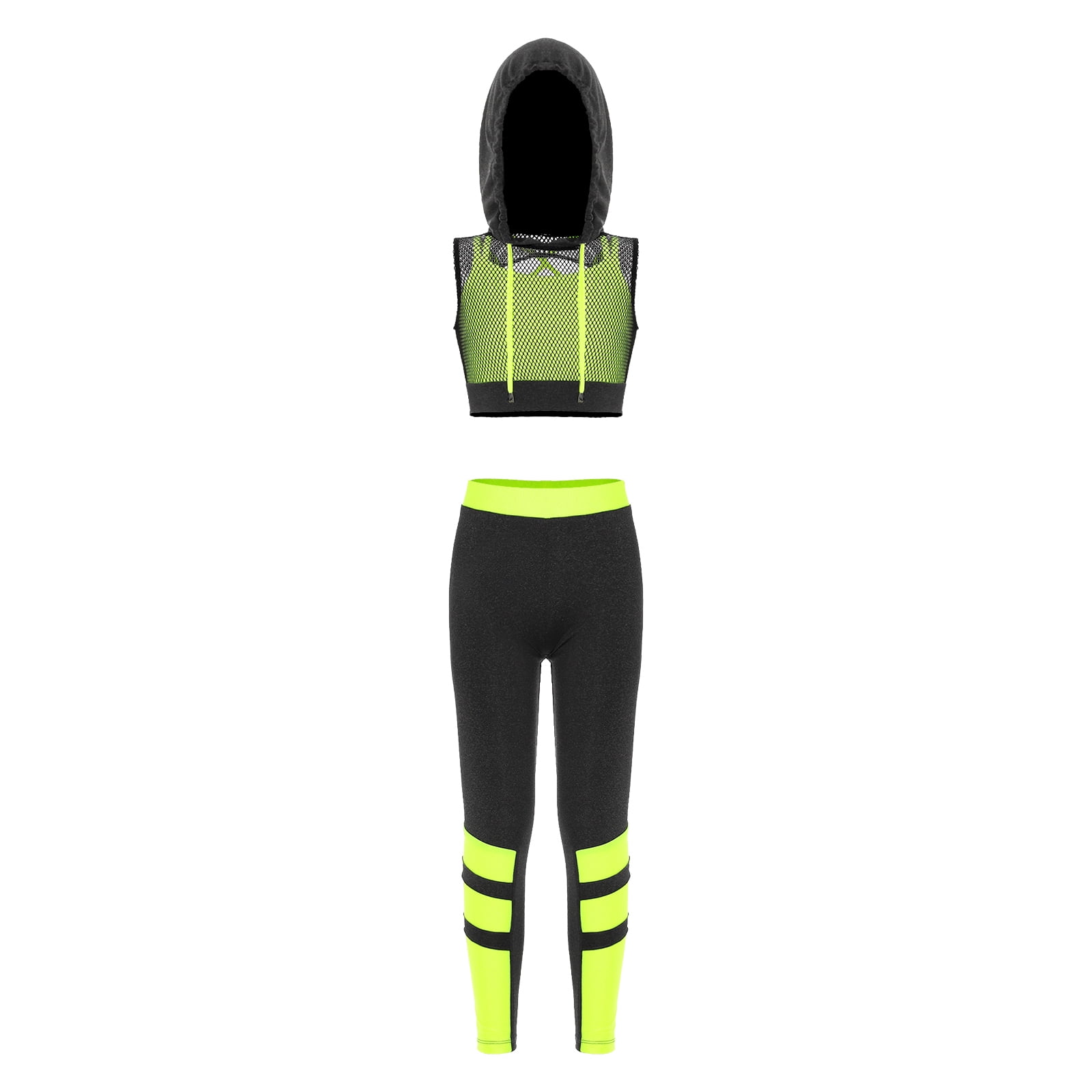 YONGHS Kids Girls Hip Hop Jazz Dance Outfits Athletic Gym Fitness ...