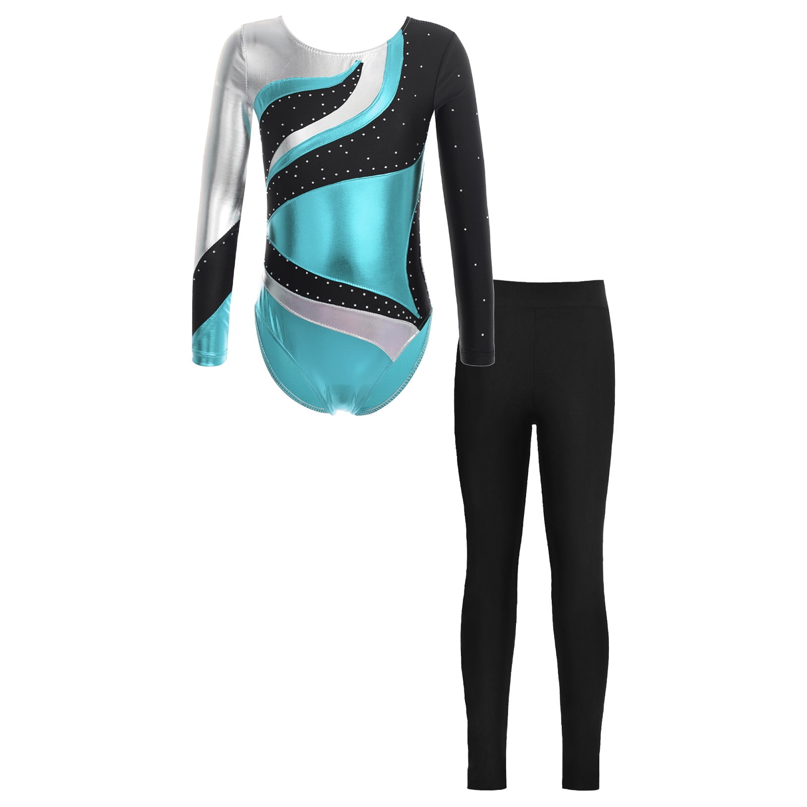 YONGHS Kids Girls Long Sleeve Gymnastics Leotard Skating Jumpsuit ...