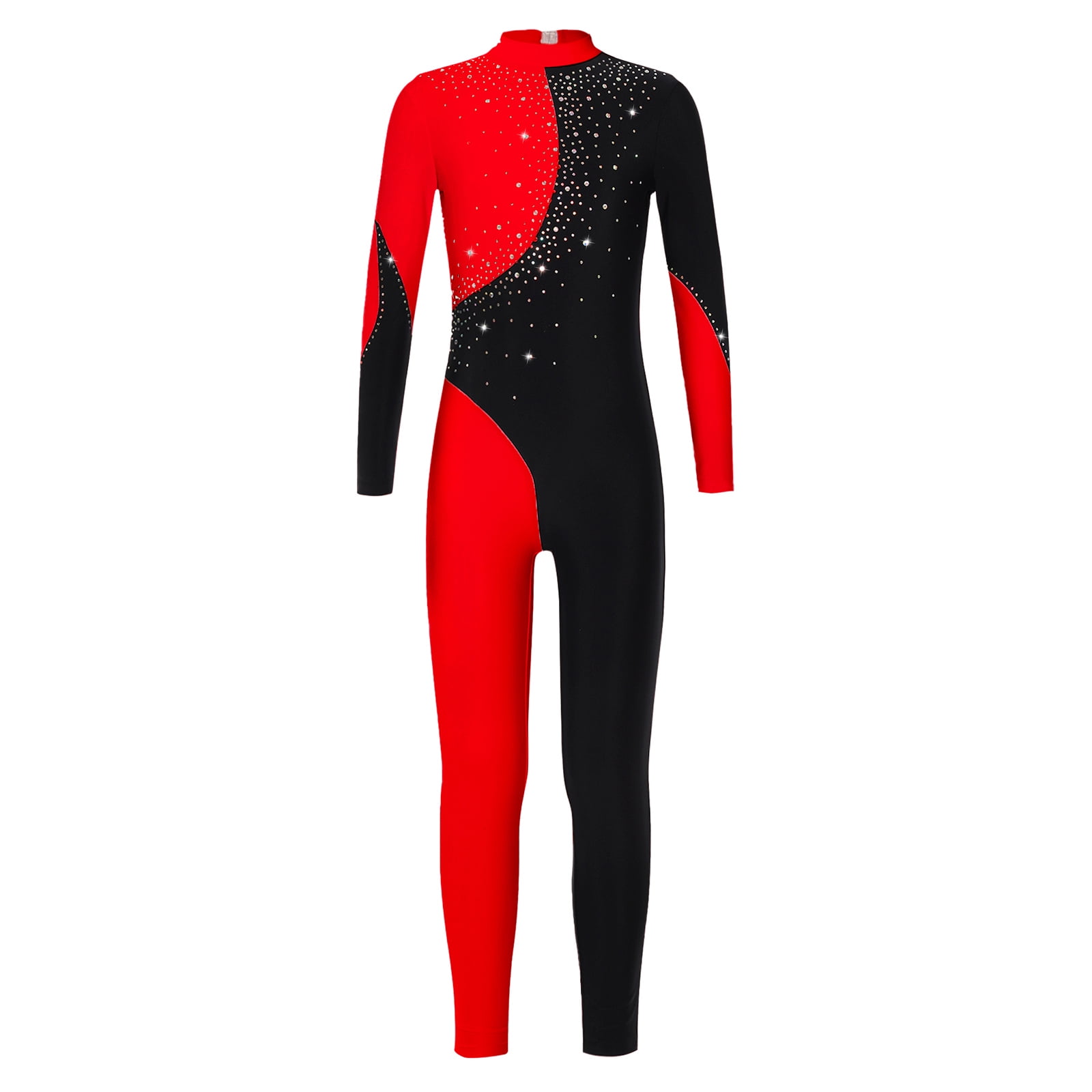 YONGHS Kids Girls Long Sleeve Turtleneck Dance Unitard Jumpsuit ...