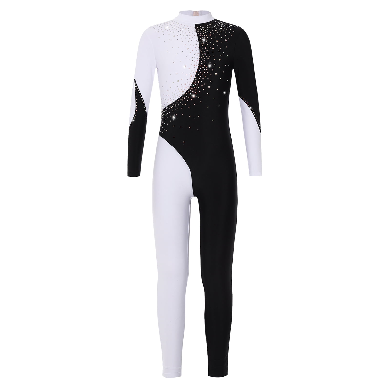 YONGHS Kids Girls Long Sleeve Turtleneck Dance Unitard Jumpsuit ...