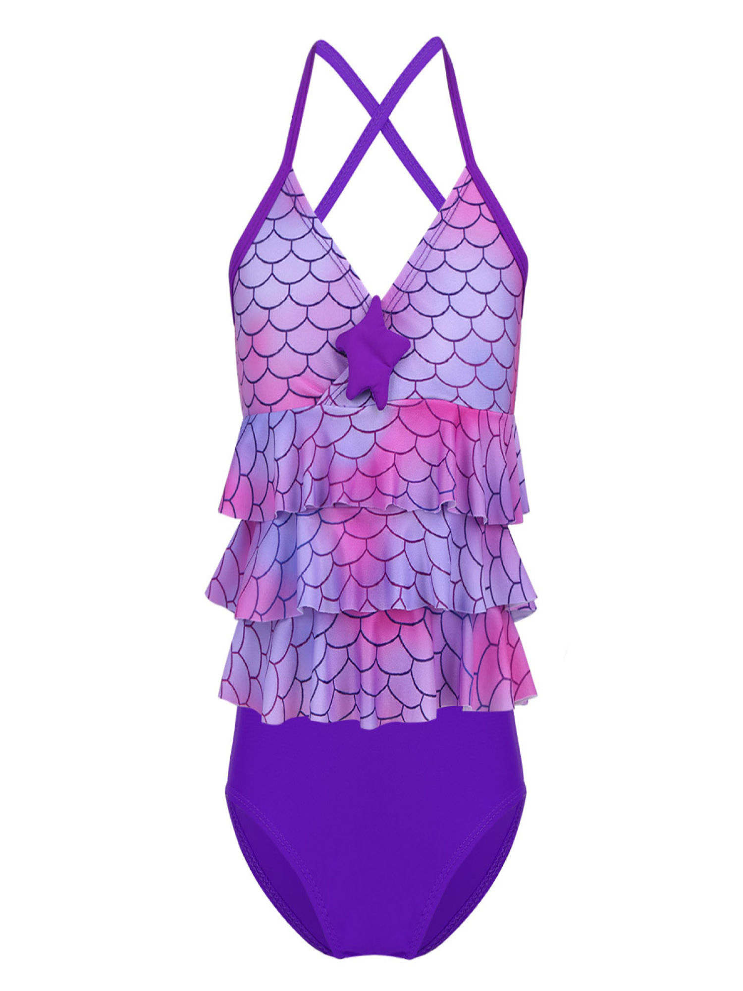 YONGHS Kids Girls Mermaid Swimsuit 2PCS Bikini Summer Bathing Suit ...