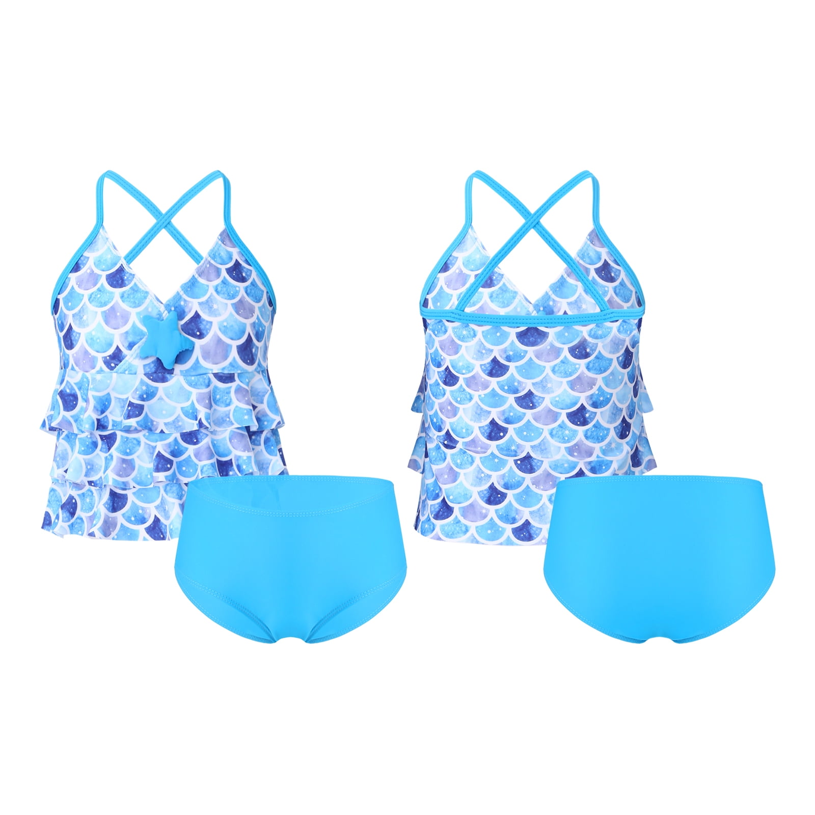 YONGHS Kids Girls Mermaid Swimsuit 2PCS Bikini Summer Bathing Suit ...