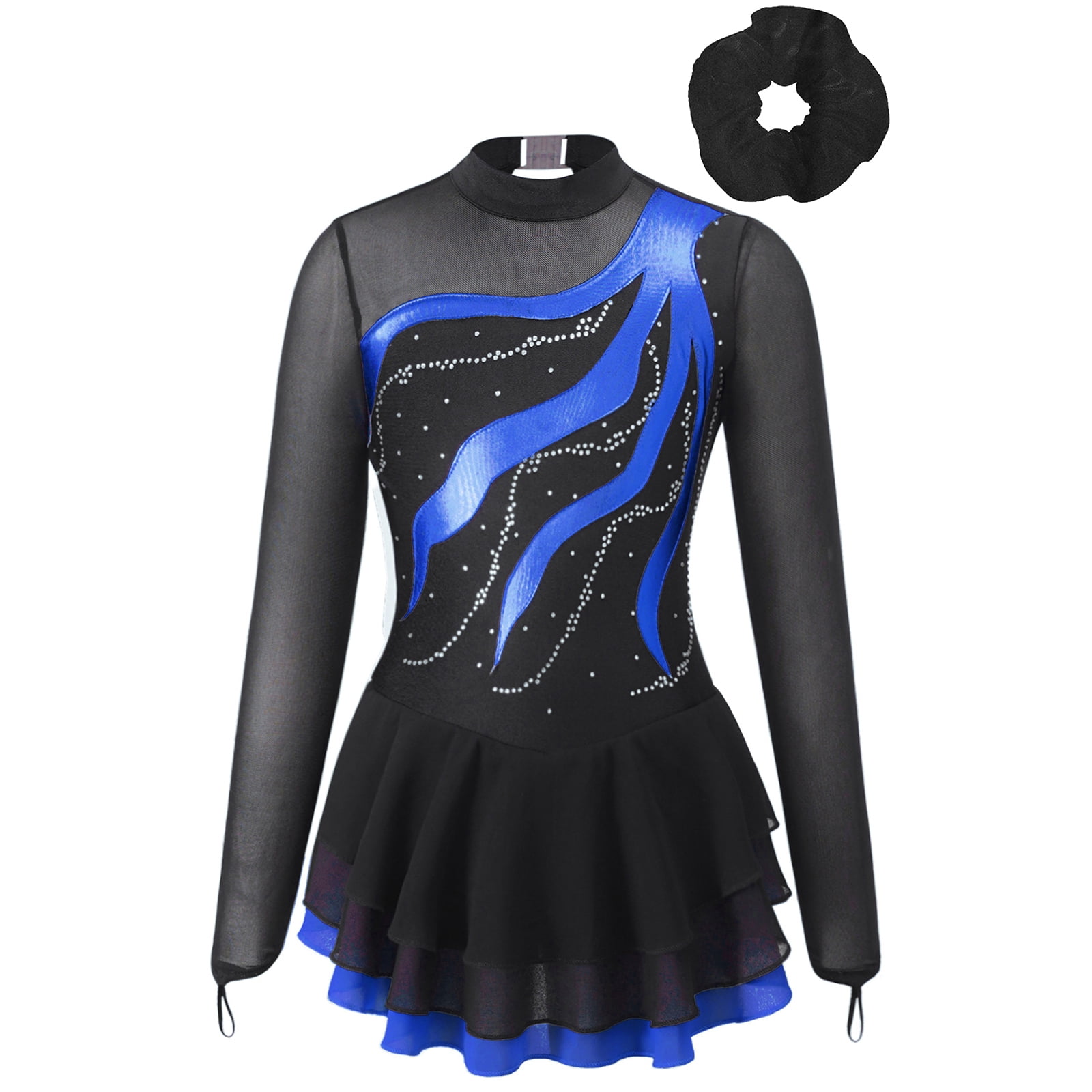 YONGHS Kids Girls Mesh Splice Figure Ice Skating Dress Ballet Dance ...