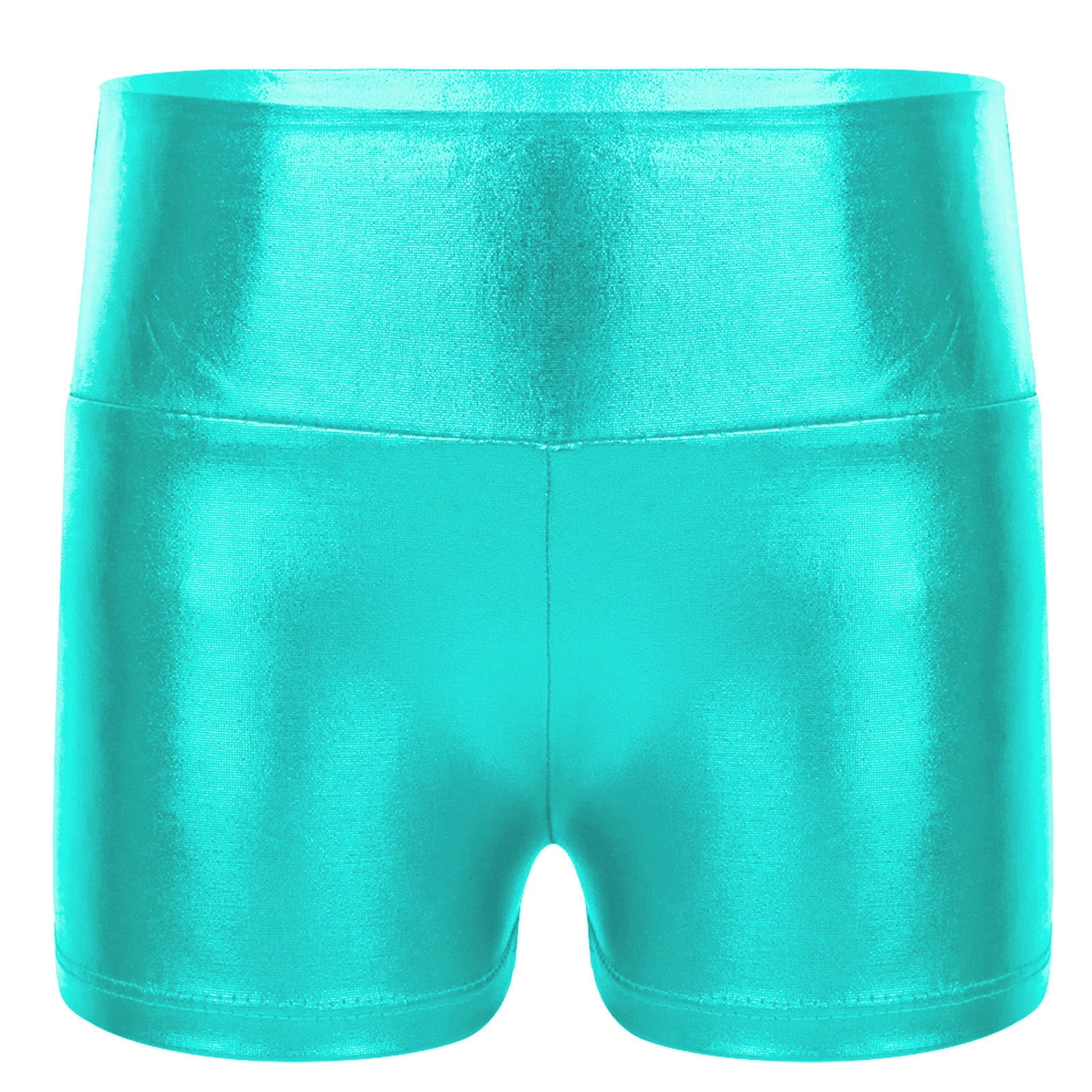 YONGHS Kids Girls Metallic Shiny Shorts Gymnastics Workout Yoga Sports ...