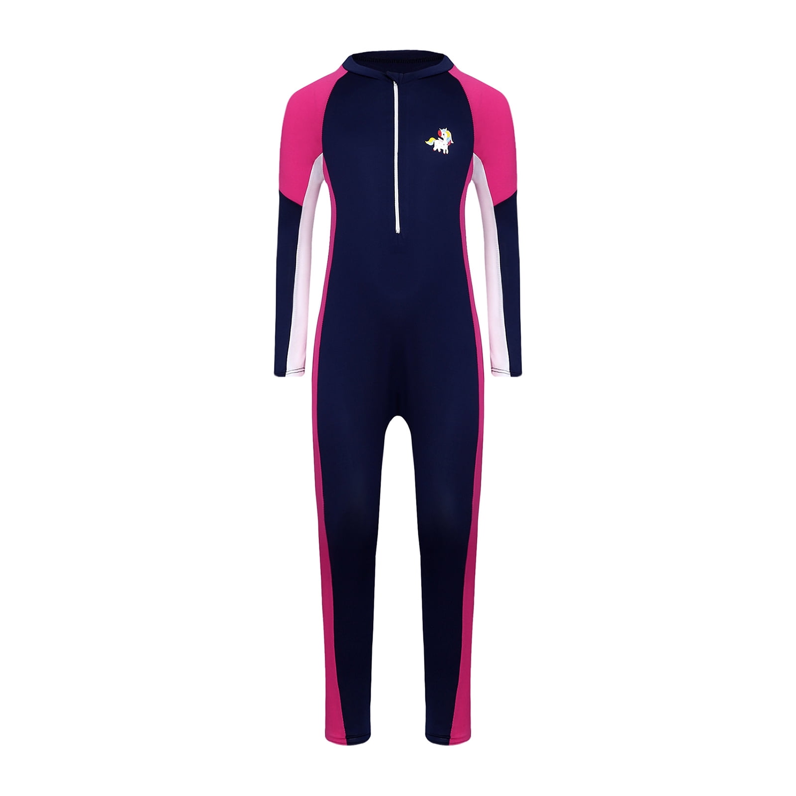 YONGHS Kids Girls One Piece Rash Guard Swimsuit Long Sleeve Water Sport ...
