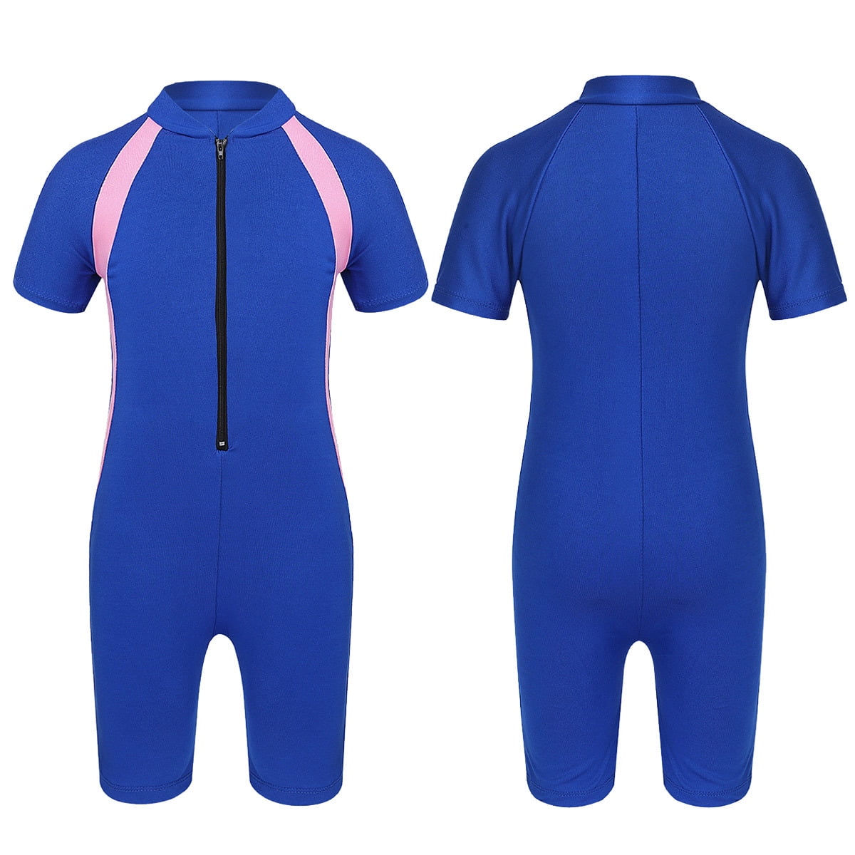 YONGHS Kids Girls One Piece Short Sleeve Rash Guard Swimsuit Wetsuit ...