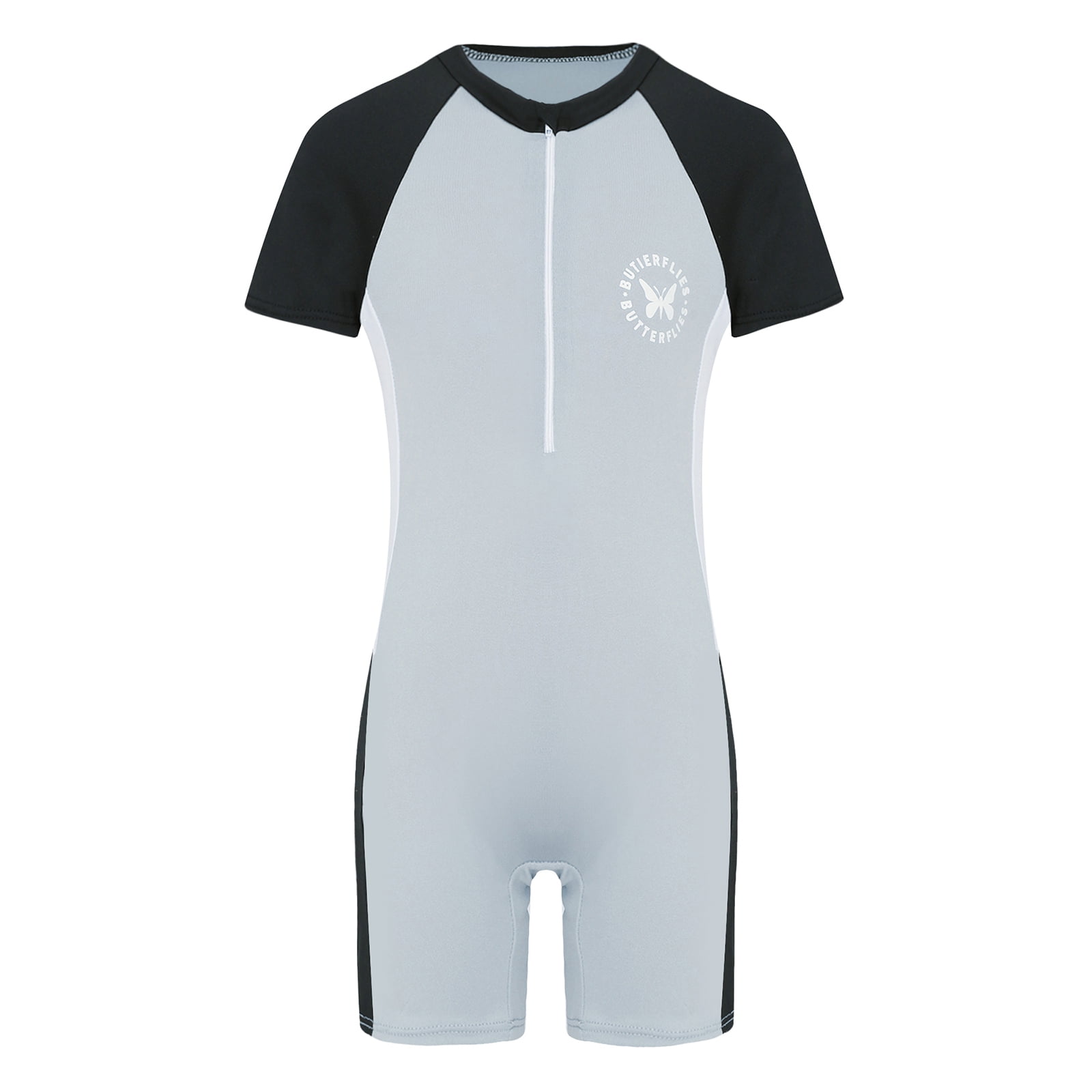 YONGHS Kids Girls One Piece Swimsuit Short Sleeve Boyleg Surfing ...