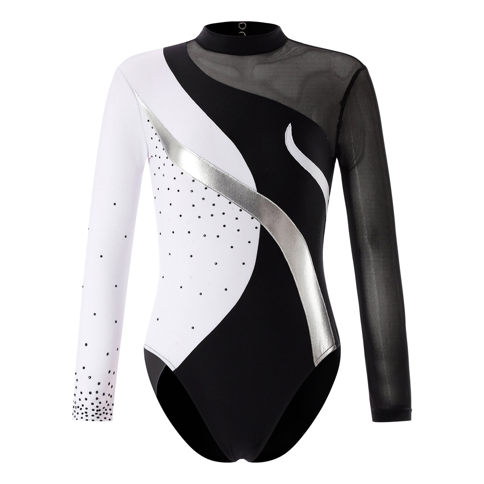 YONGHS Kids Girls Rhinestone Long Sleeve Gymnastics Leotard Ballet ...