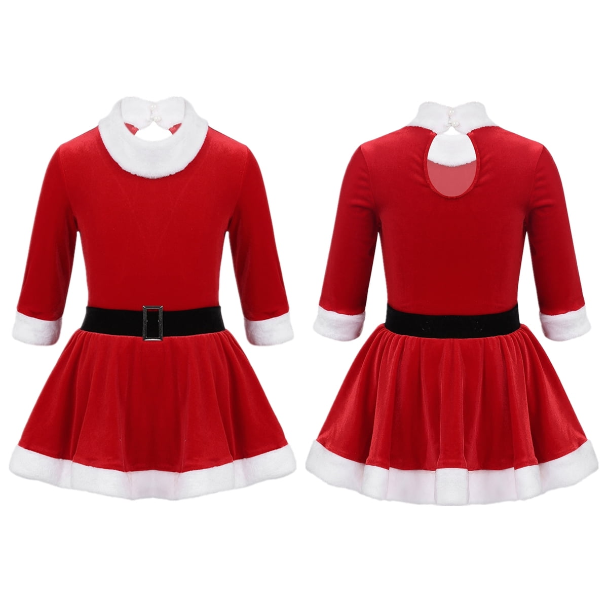 YONGHS Kids Girls Santa Dance Red Costume Christmas Figure Ice Skating ...