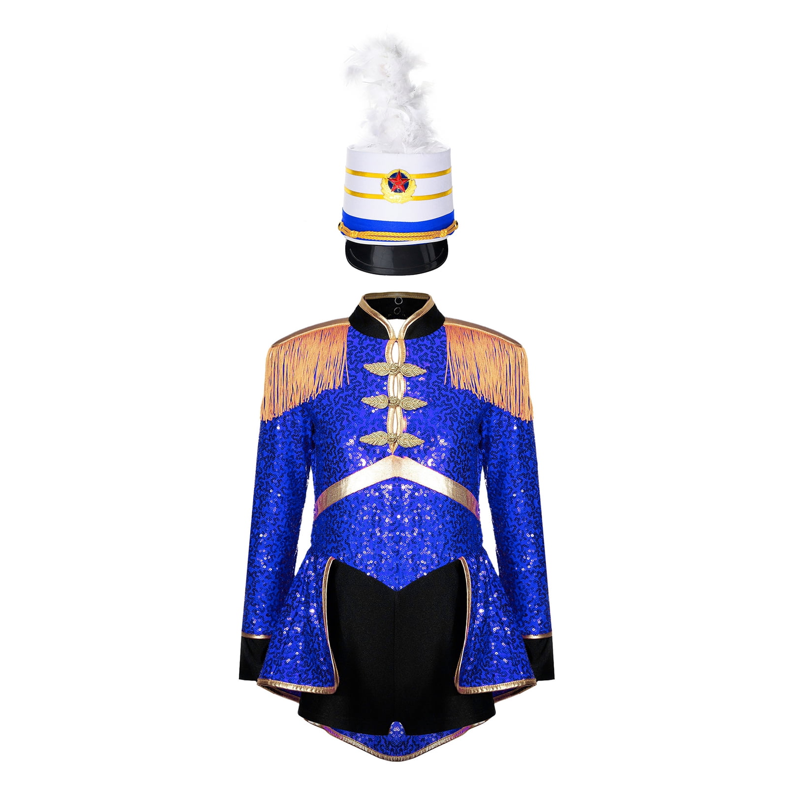 YONGHS Kids Girls Sequins Circus Ringmaster Jumpsuit Halloween Marching ...