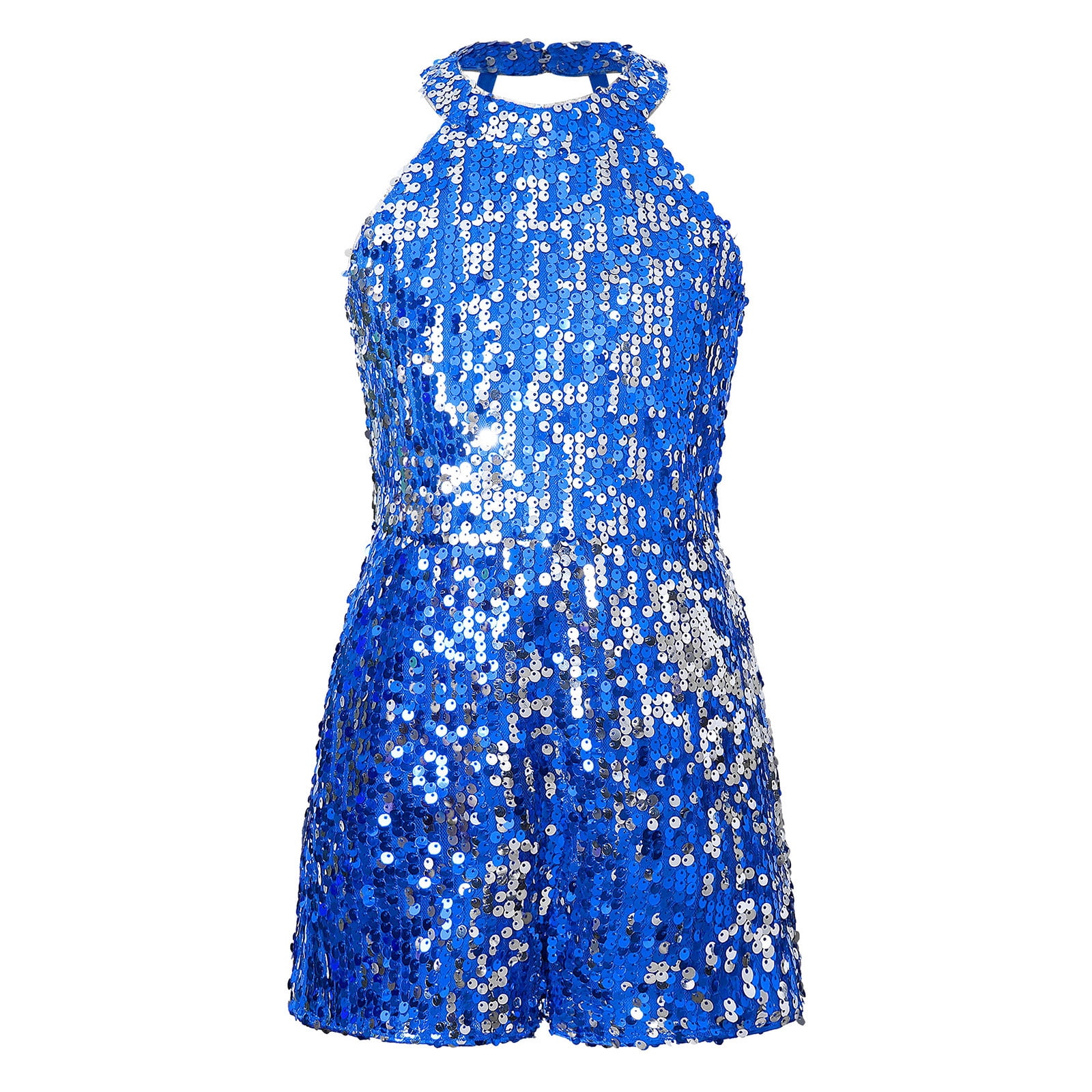 YONGHS Kids Girls Sequins Dance Leotard Halter Neck Pageant Romper ...