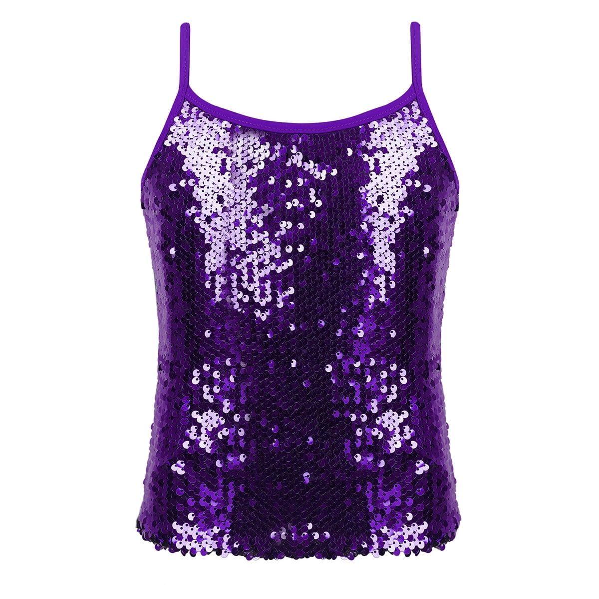 YONGHS Kids Girls Sequins Dance Tank Top Camisole Sleeveless Crop Tops ...