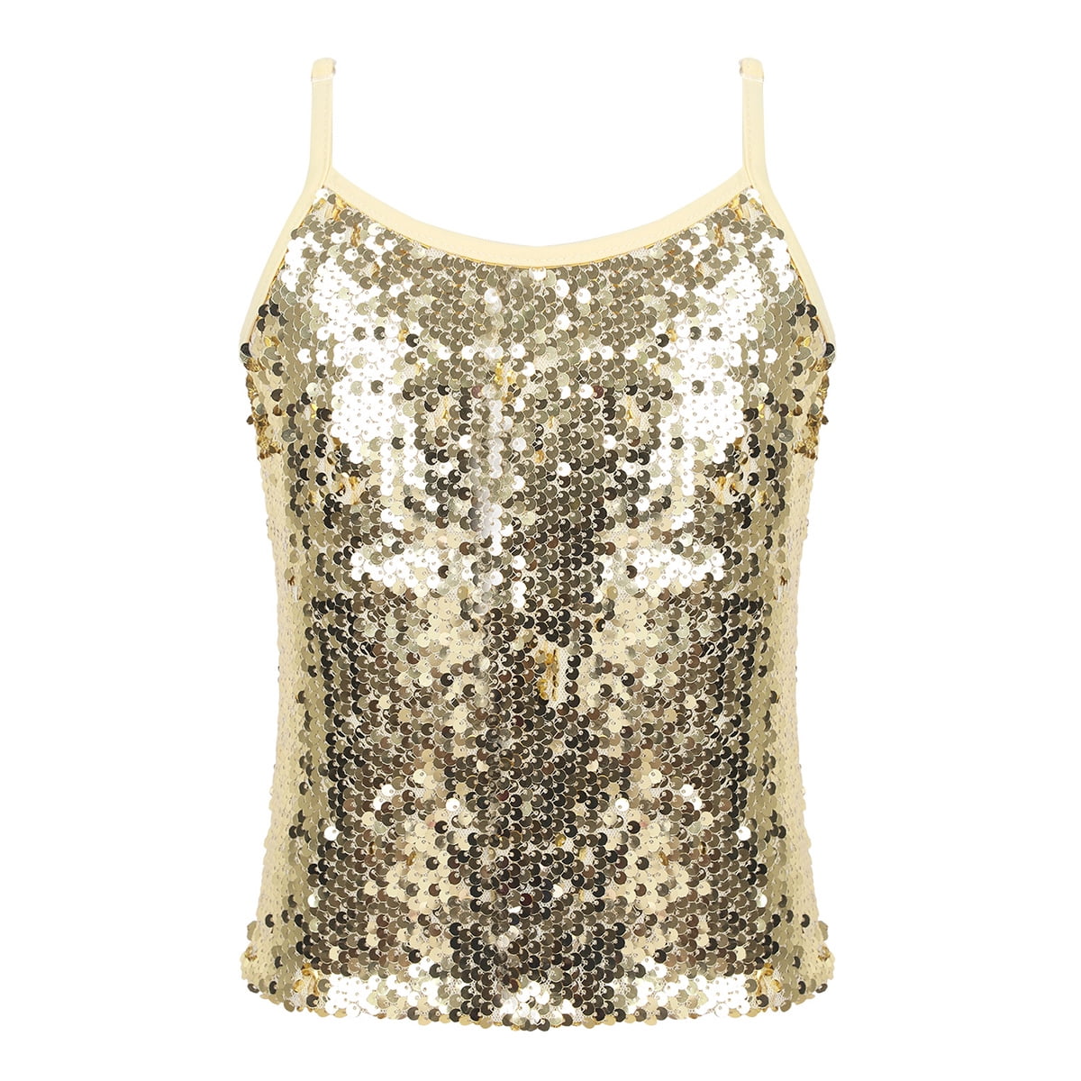 YONGHS Kids Girls Sequins Dance Tank Top Camisole Sleeveless Crop Tops ...